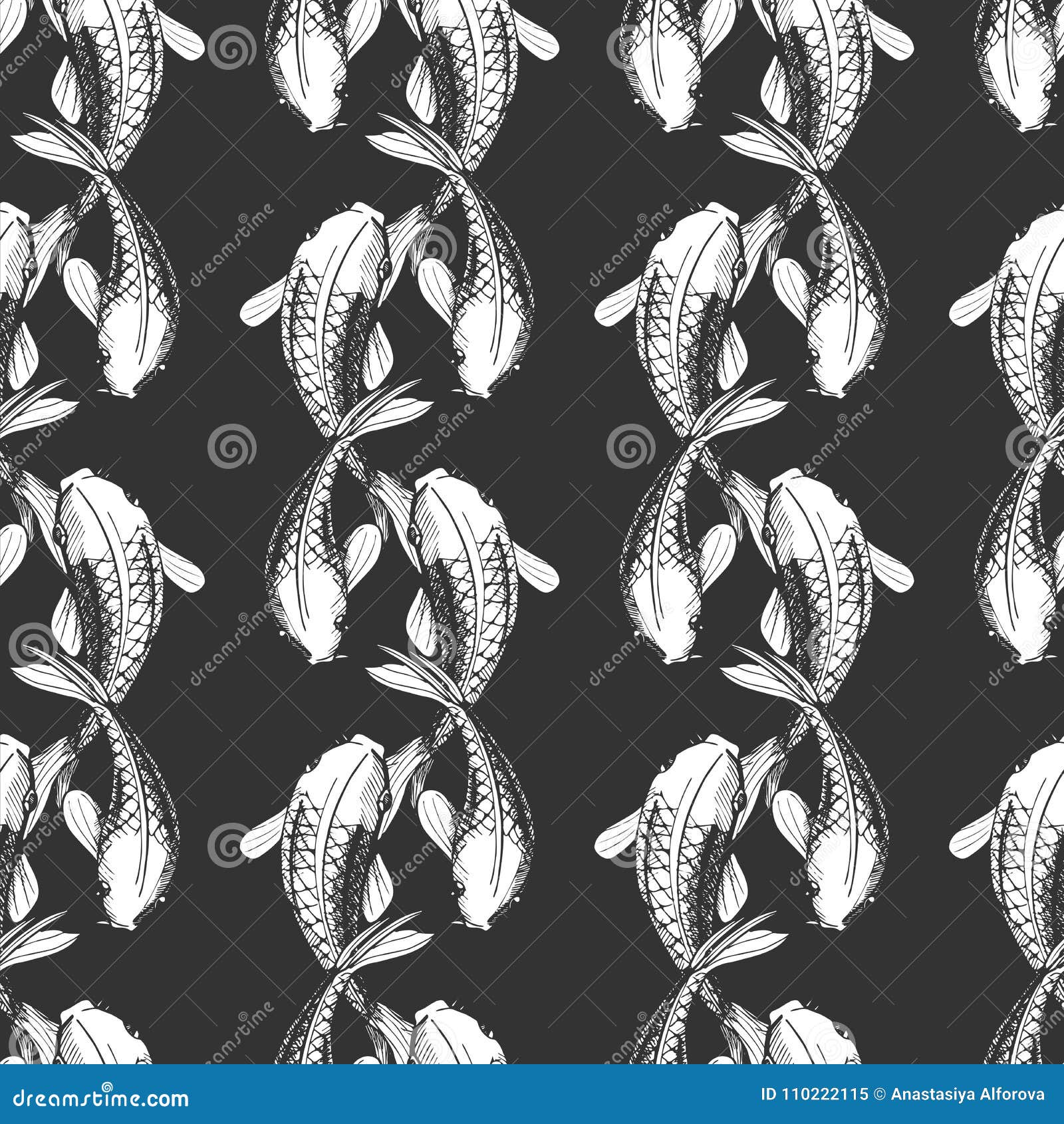 Koi fish seamless pattern stock vector. Illustration of carp - 110222115