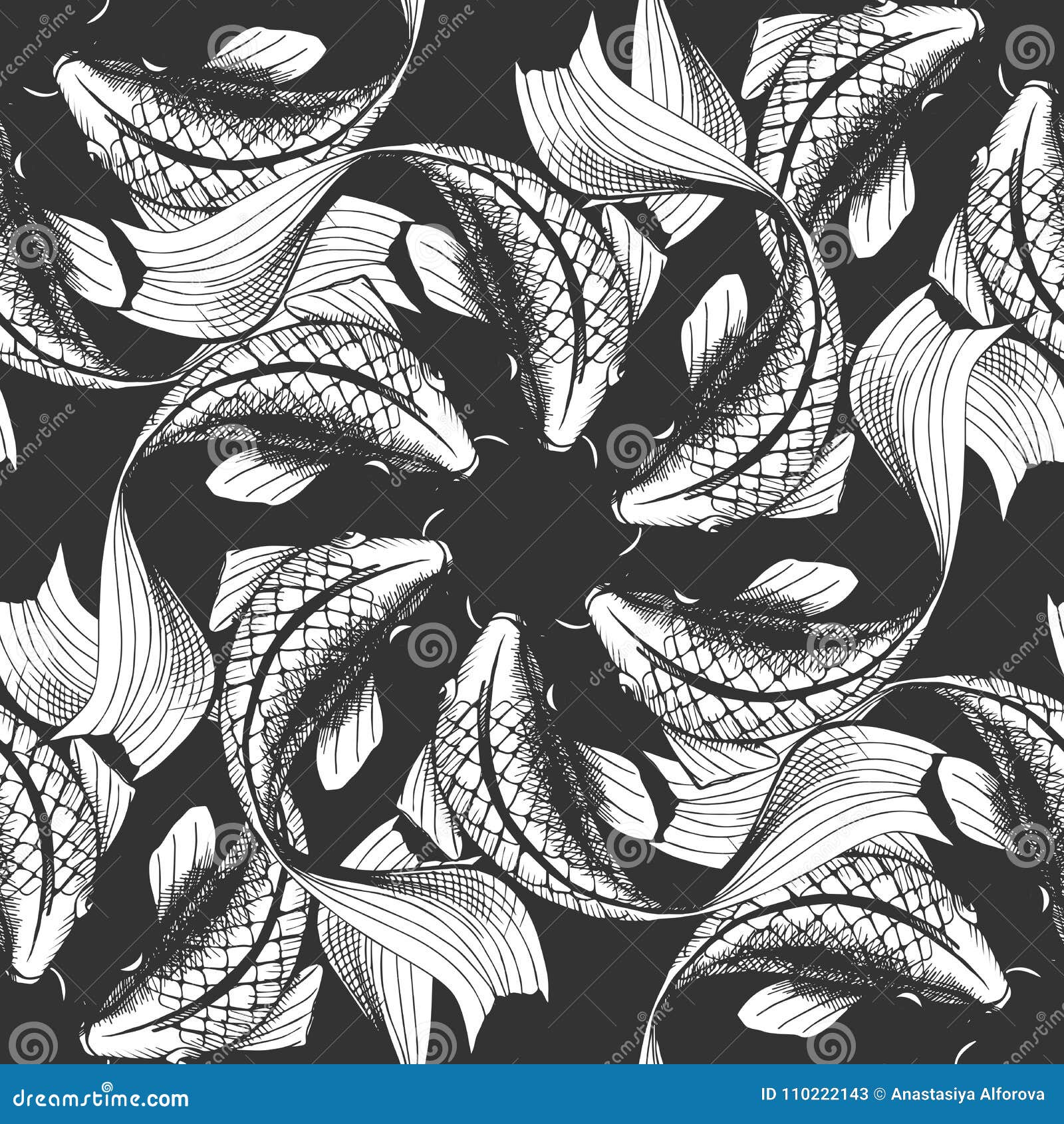 Koi fish seamless pattern stock vector. Illustration of asian - 110222143