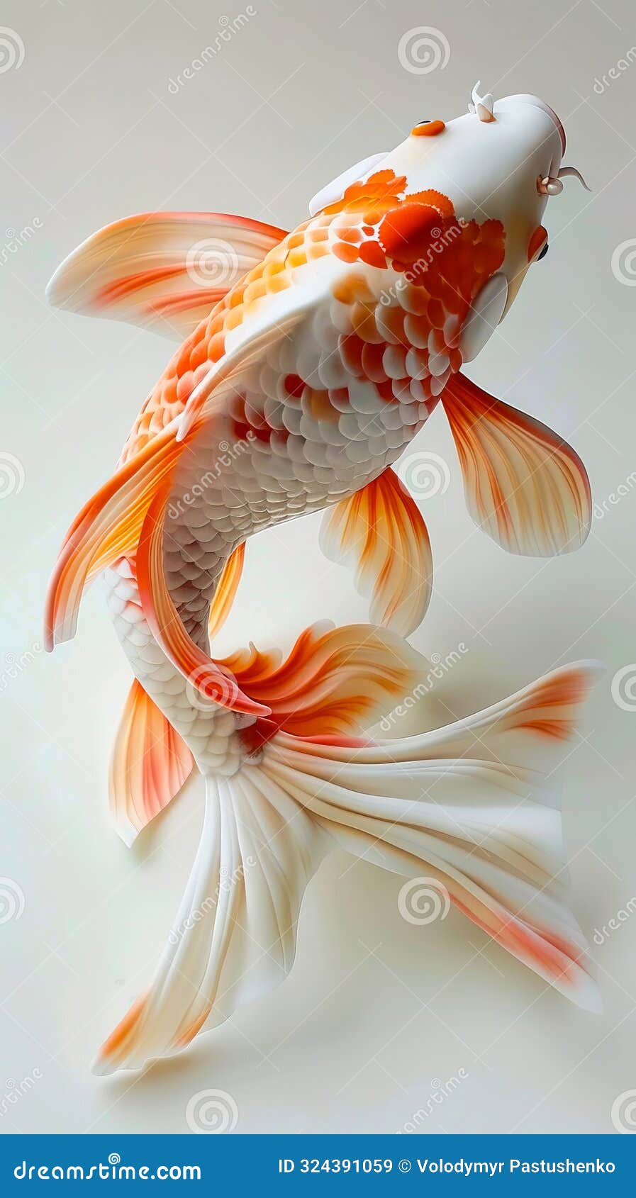 A Koi Fish is Shown on a White Surface Stock Image - Image of generated ...