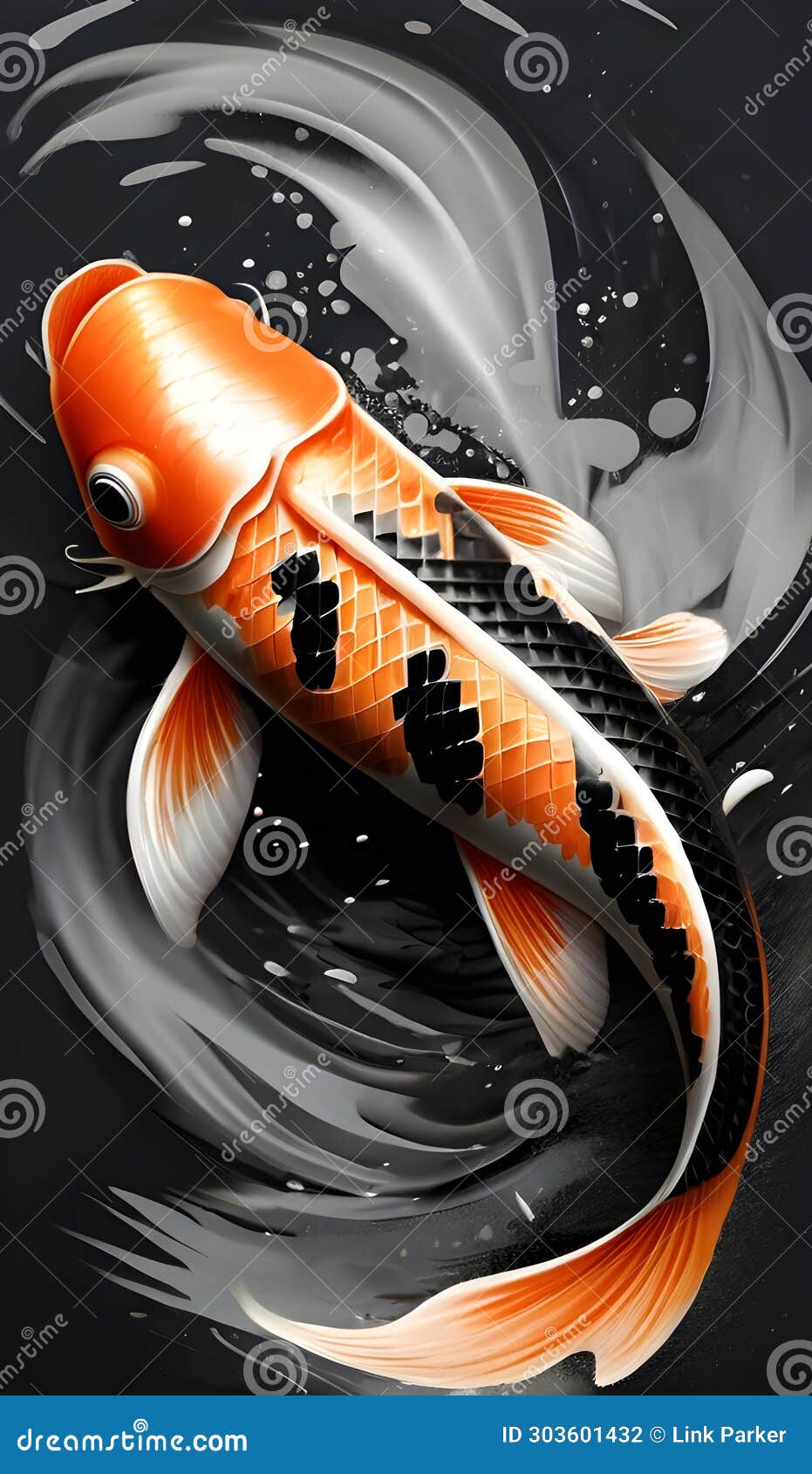 Koi Fish with Splash Effect Stock Illustration - Illustration of japan ...