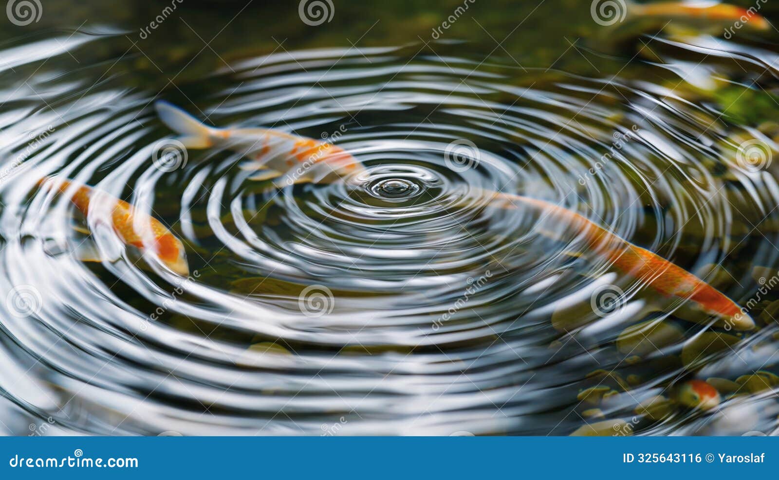 Koi Fish Swimming in a Pond with Water Ripples Creating a Mesmerizing ...