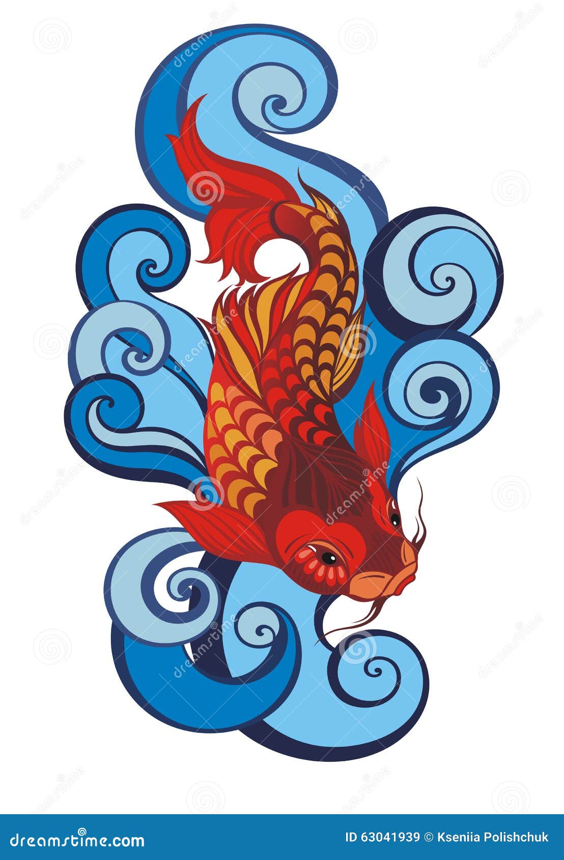 Koi fish tattoo stock vector. Illustration of nature - 63041939