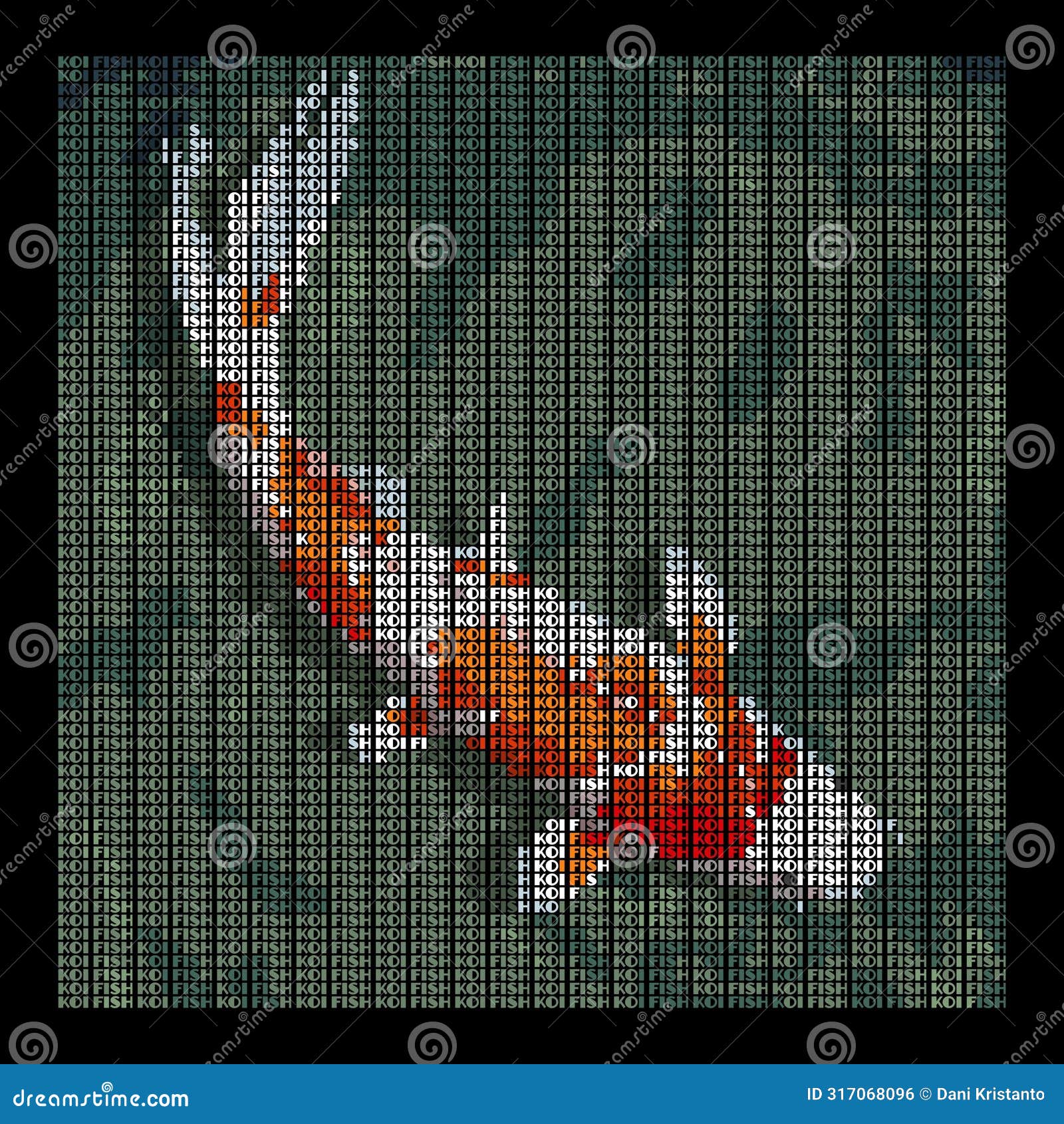 Koi Fish Typography Art stock vector. Illustration of fish - 317068096