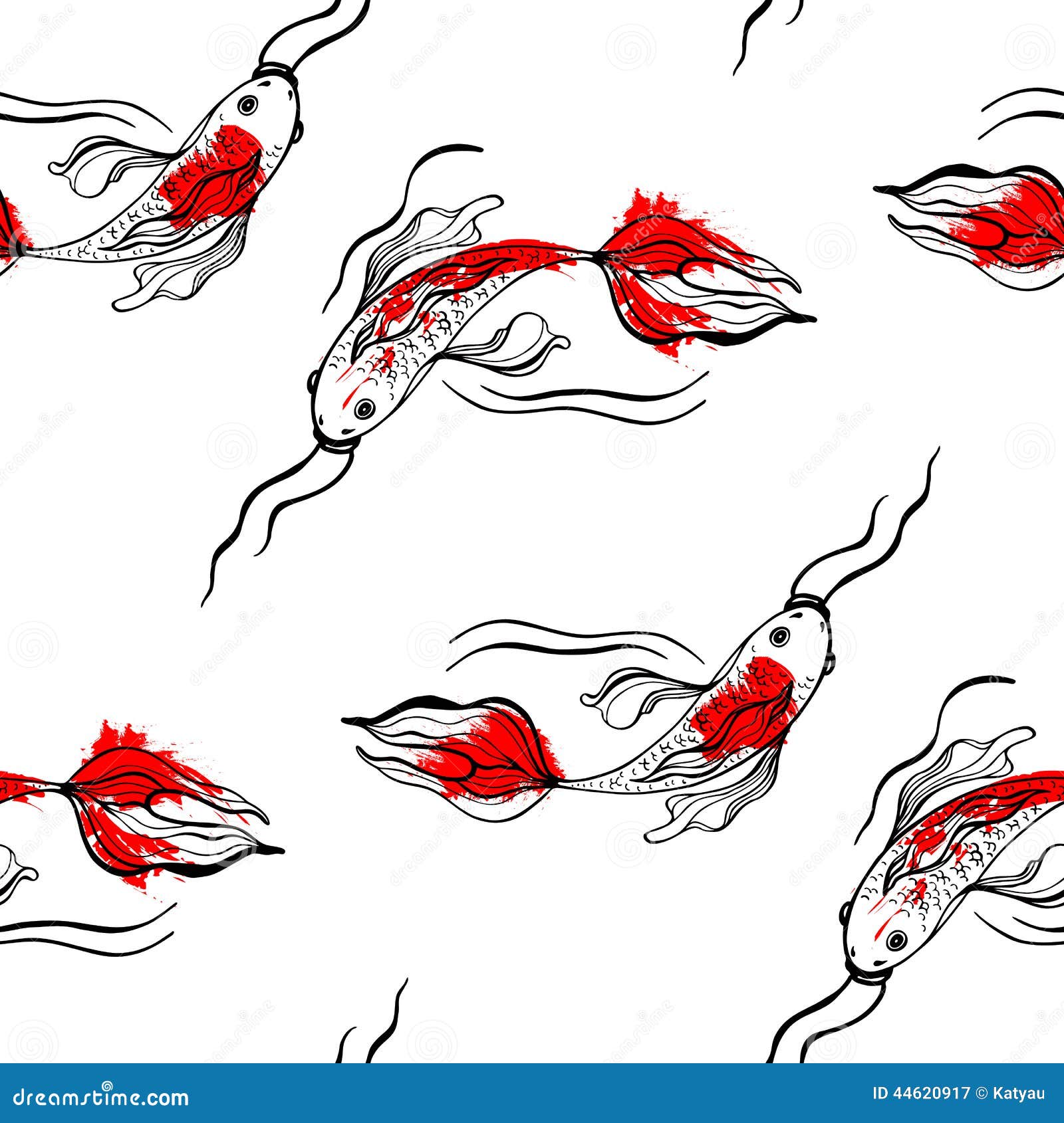 Koi Fishes. Seamless Pattern. Stock Vector - Illustration of spray ...
