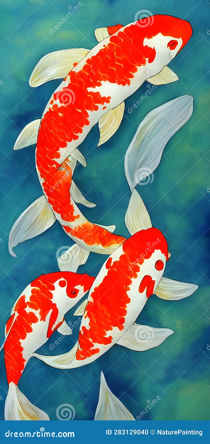 Koi Journey: Evocative Digital Fish Art Exhibition Stock Illustration ...