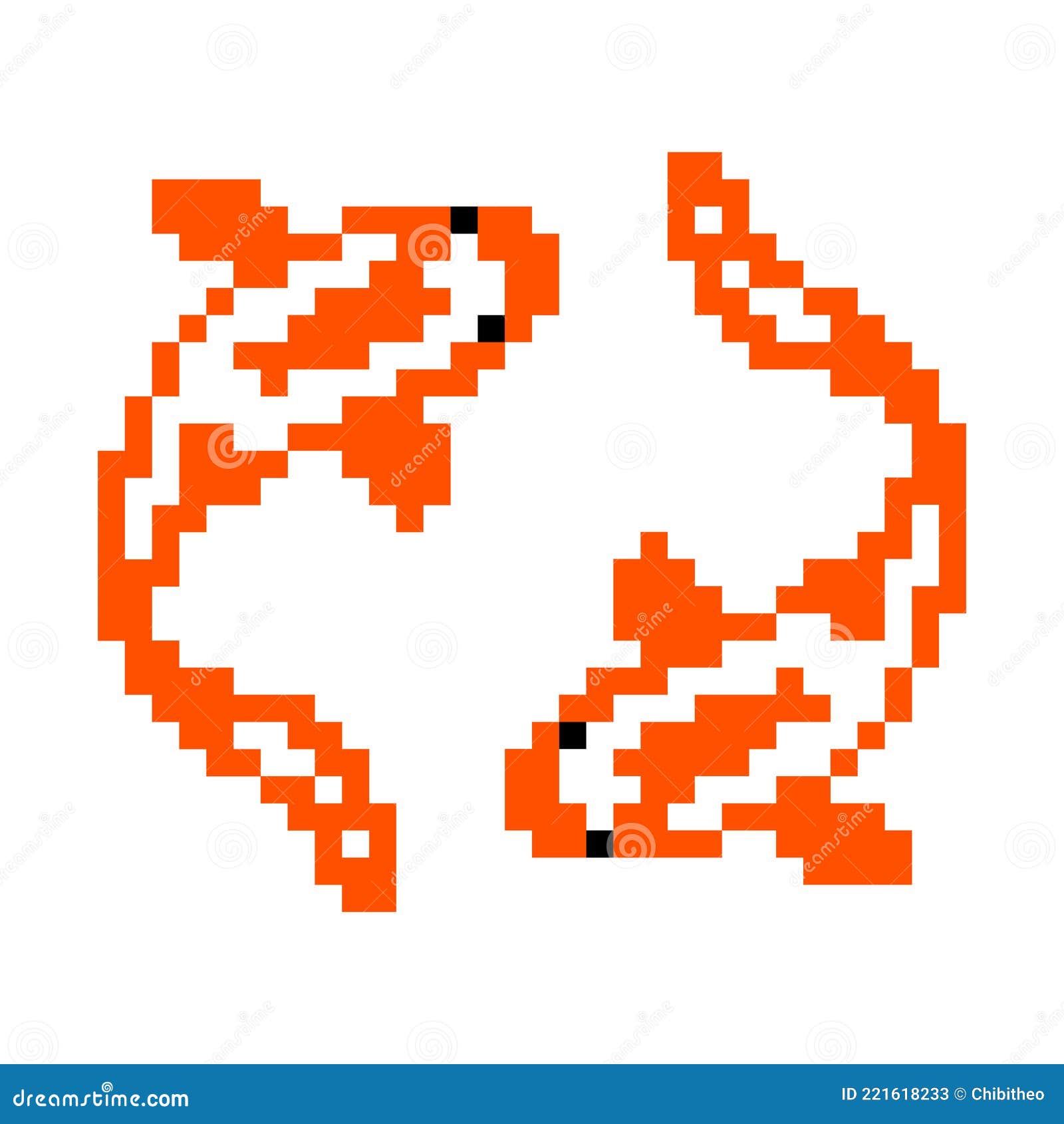 Pixel Art Fish. Aquarium Pet Vector Illustration. Animal Video Game ...