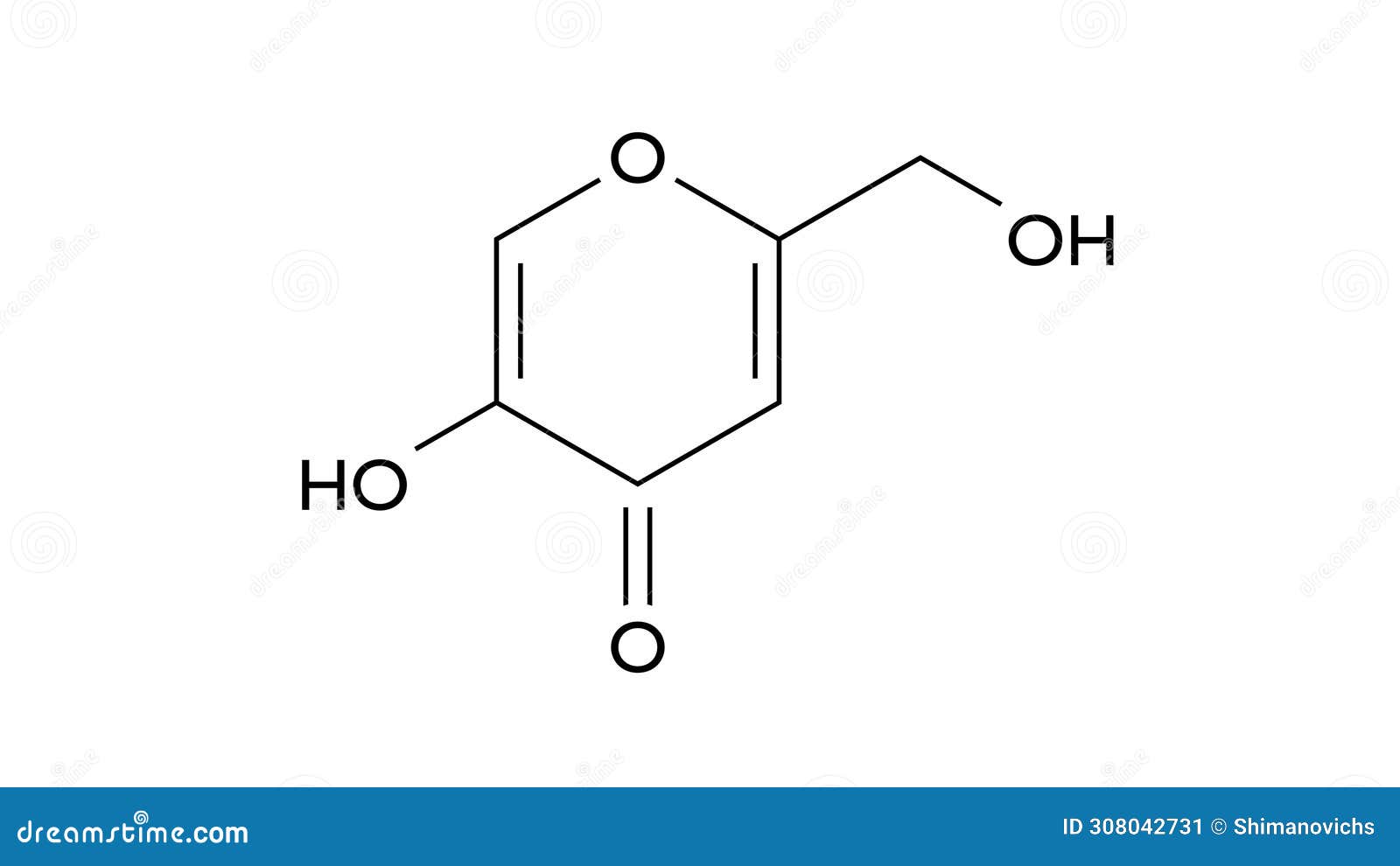 Kojic Acid Molecular Structure, 3d Model Molecule, Derivative Of 4 ...