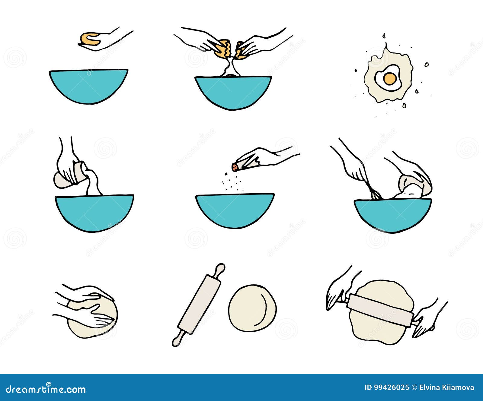 Kokende Handen Deegvoorbereiding Vector Illustratie - Illustration of ...