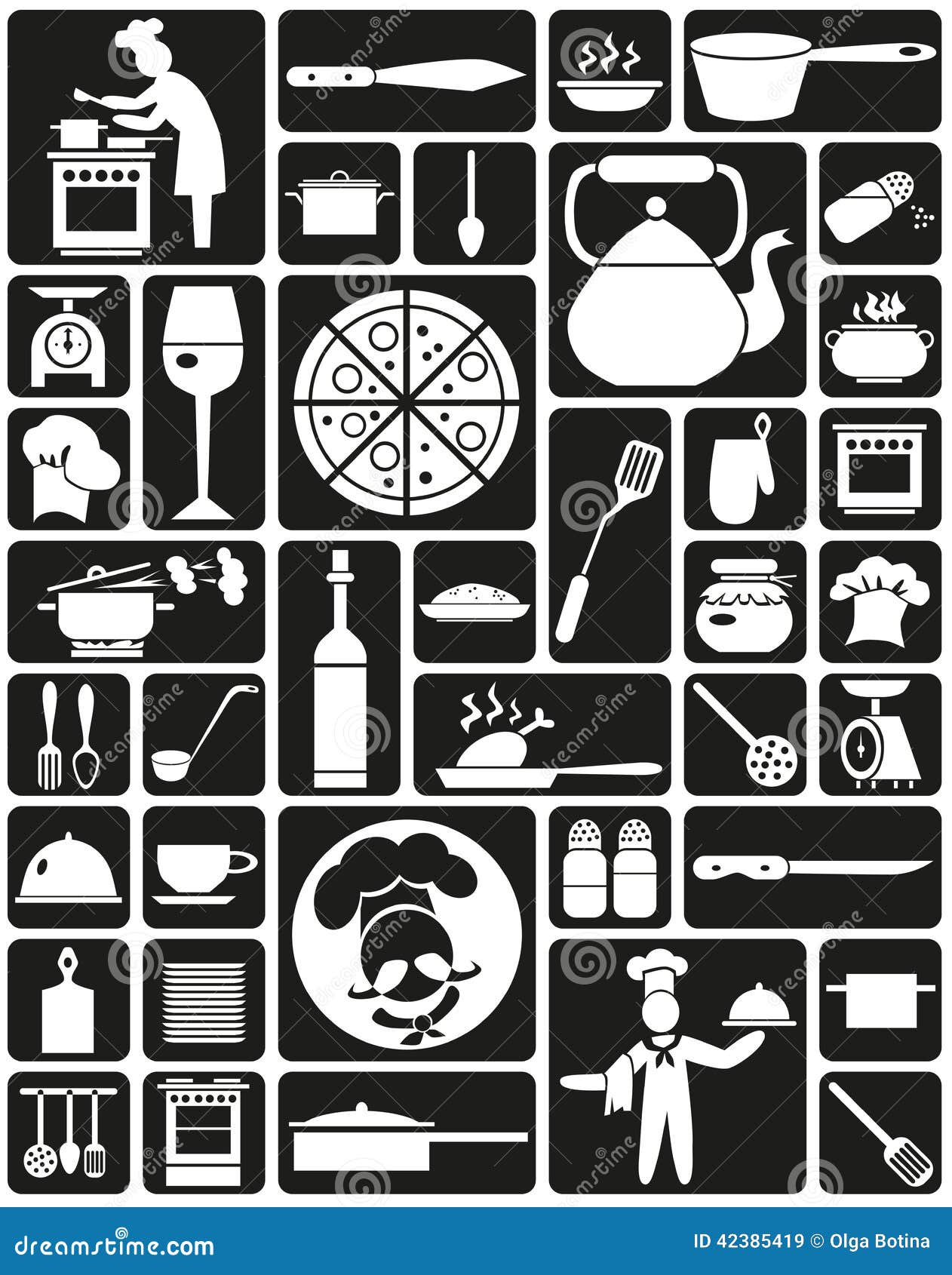 Kokende pictogrammen vector illustratie. Illustration of snijden - 42385419