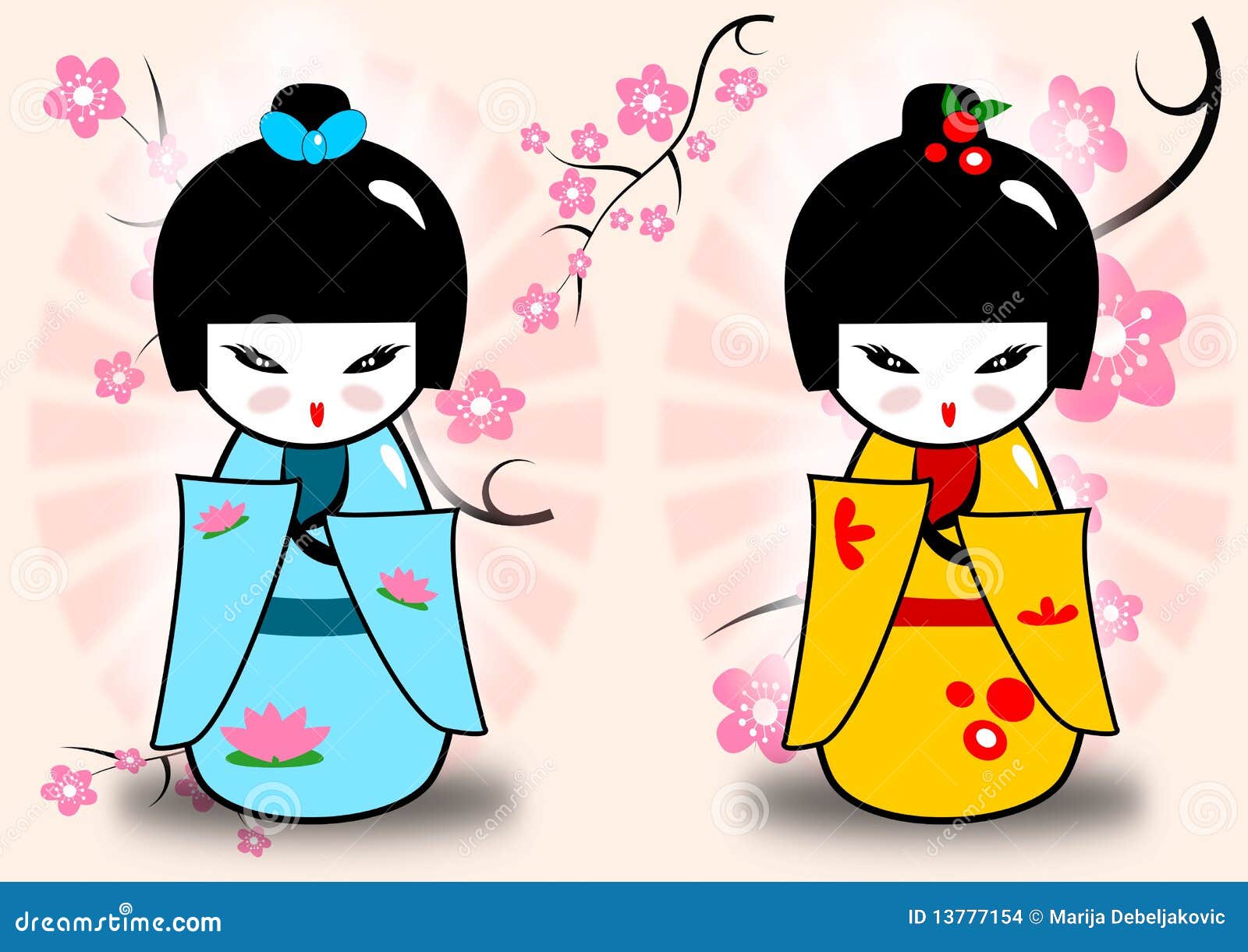 Kokeshi dolls stock illustration. Illustration of decorative - 13777154
