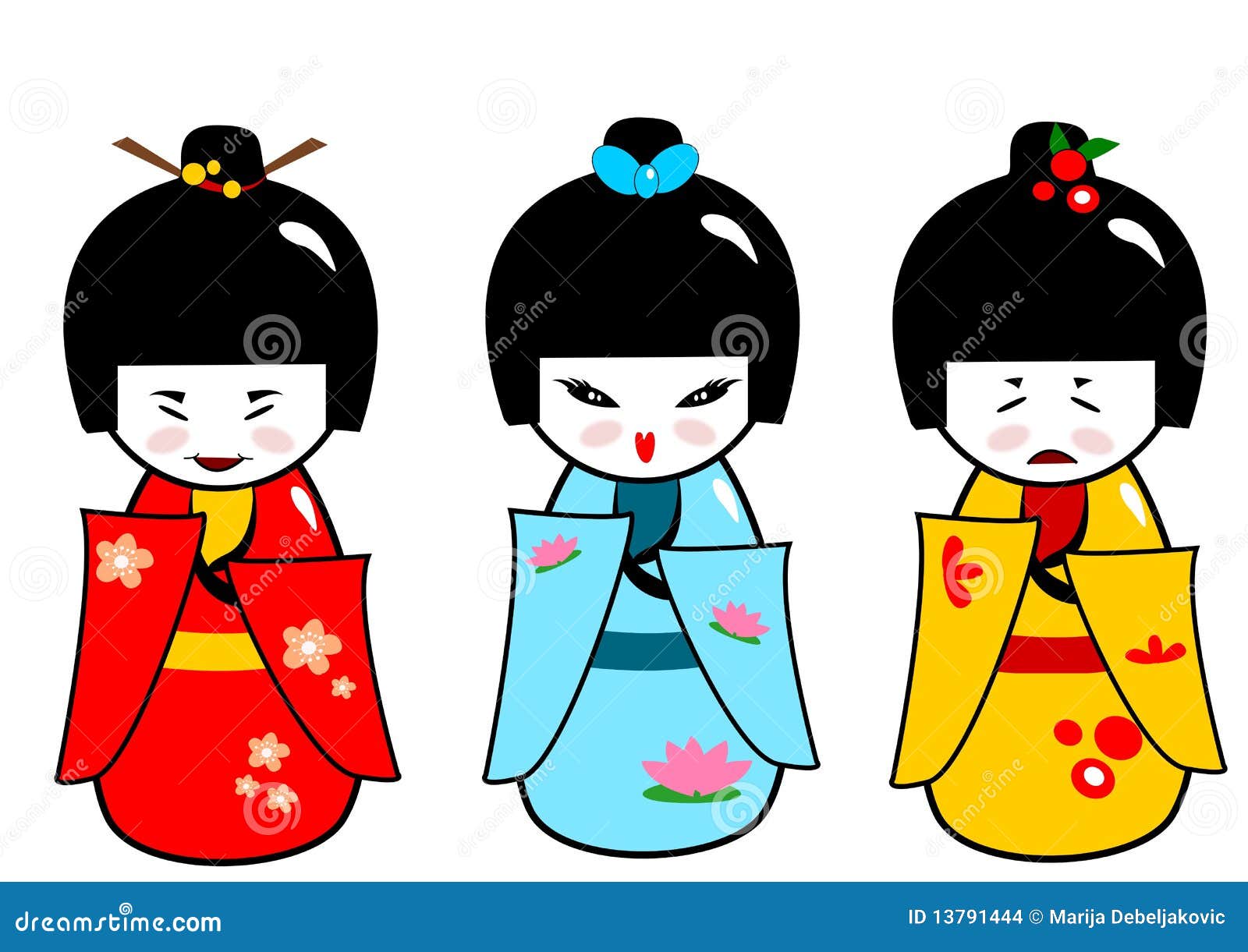 Kokeshi dolls stock illustration. Illustration of doll - 13791444