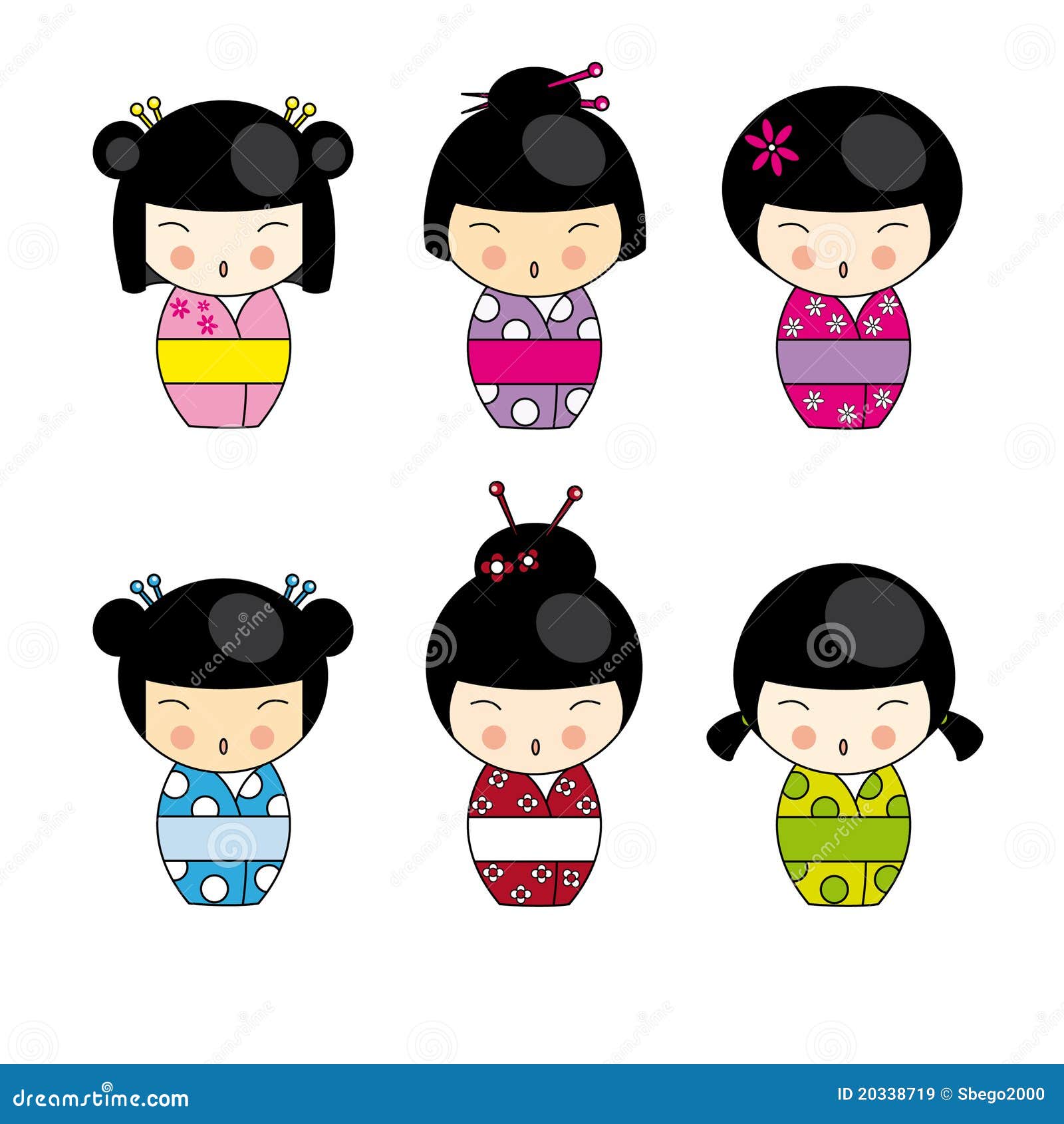 Kokeshi dolls stock vector. Illustration of floral, girl - 20338719