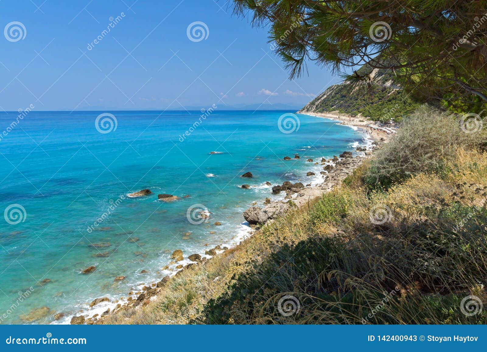 Seascape of Kokkinos Vrachos Beach with Blue Waters, Lefkada, Ionian ...