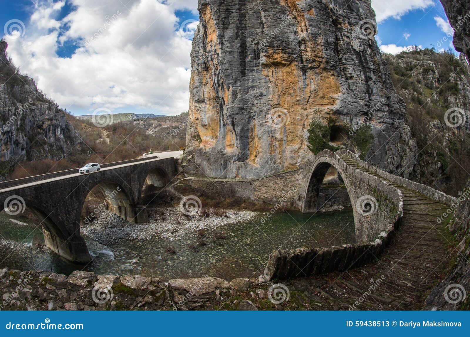 Bridge Of Kokoris Noutsos With Blue Sky And Rock Royalty-Free Stock ...