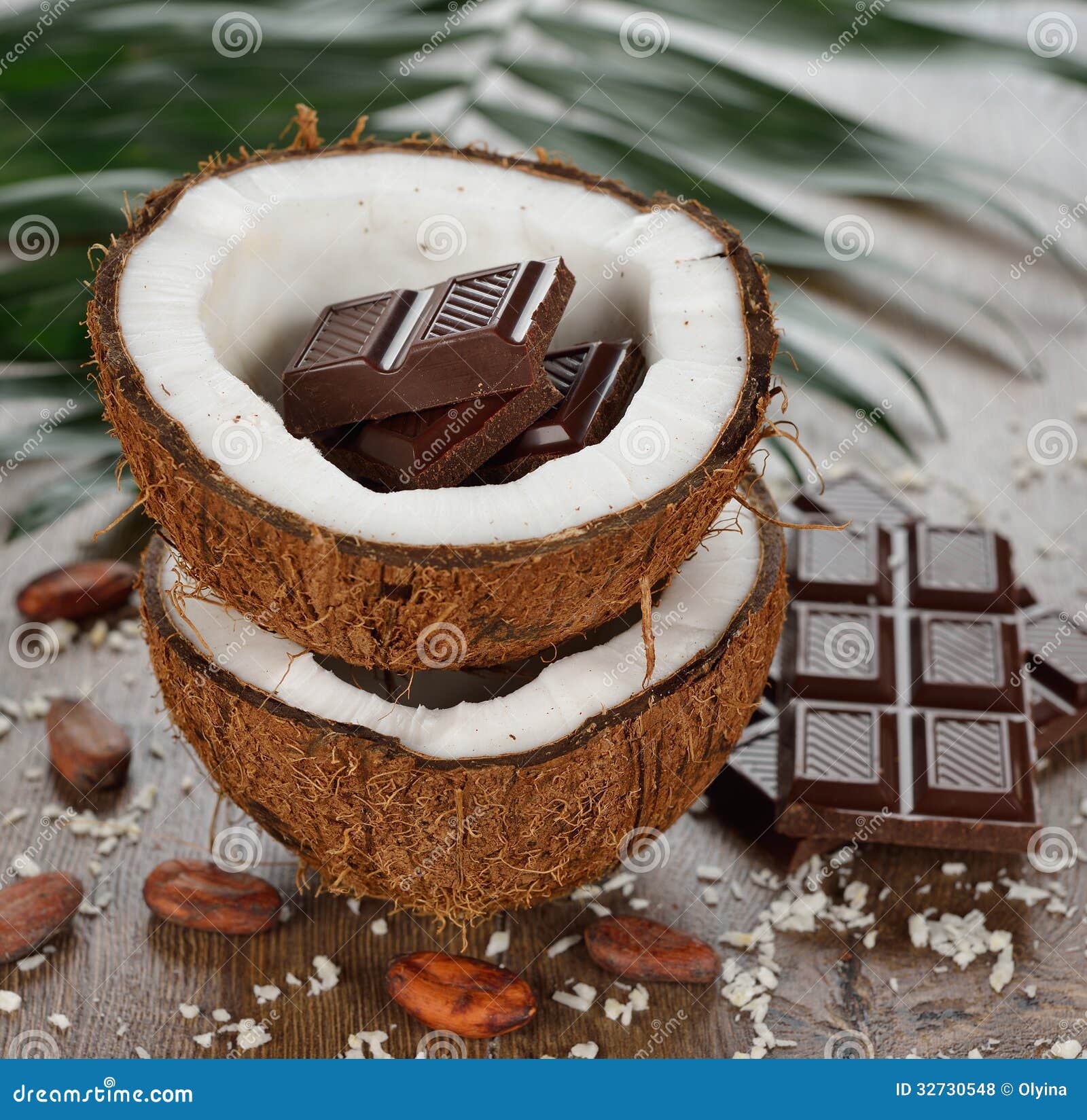 Kokosnoot en chocolade stock foto. Image of donker, maaltijd - 32730548