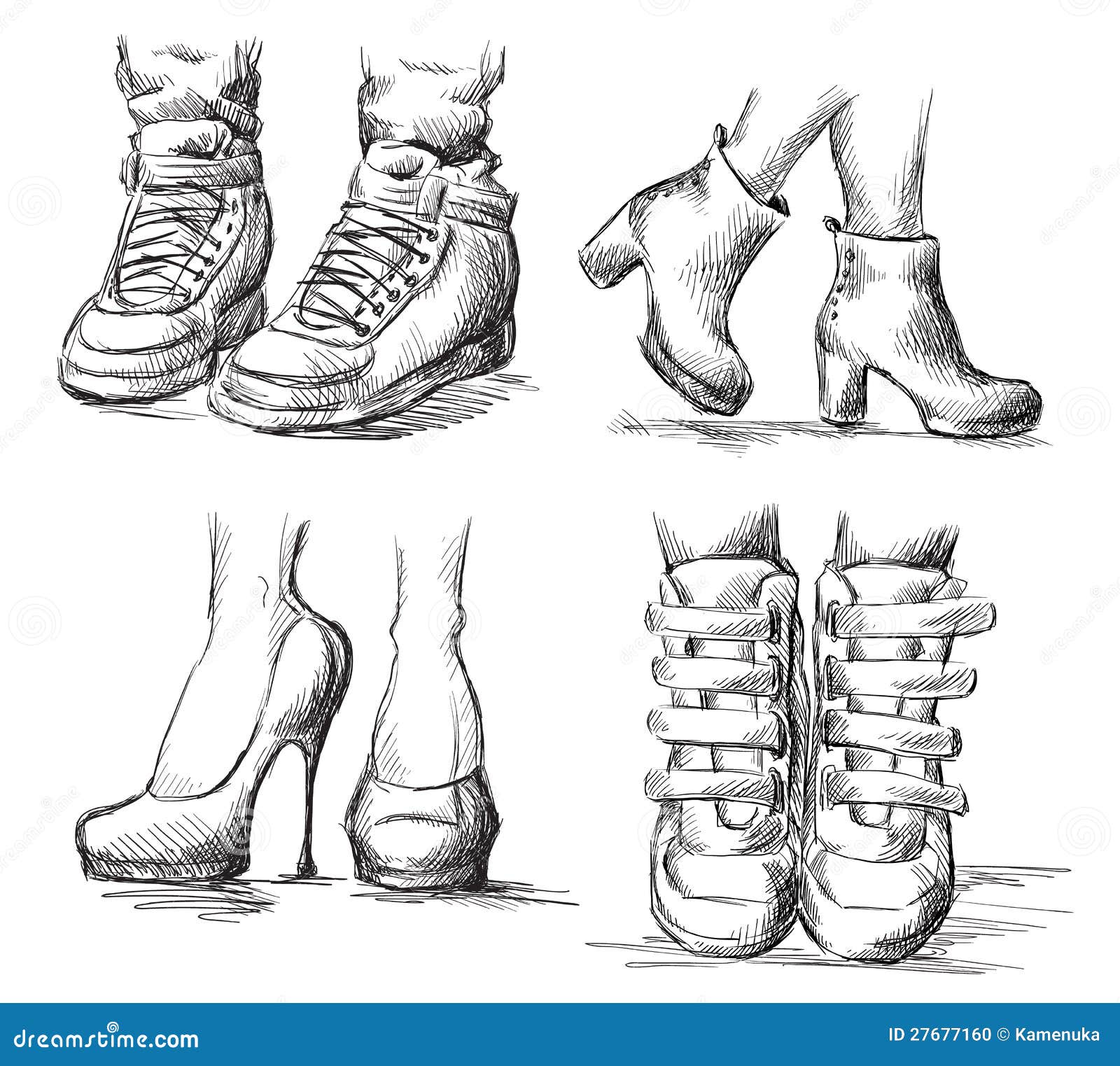 Kolekcja butów rysunki ilustracja wektor. Ilustracja złożonej z ...
