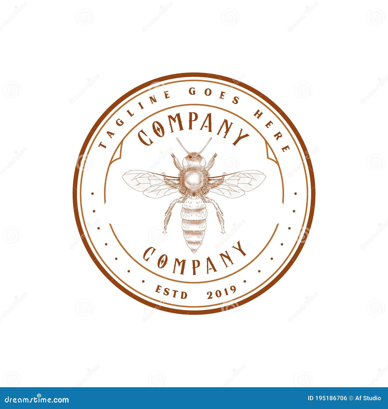 Retro Vintage Bee Stamp Label Sticker for Honey Farm Product Logo ...