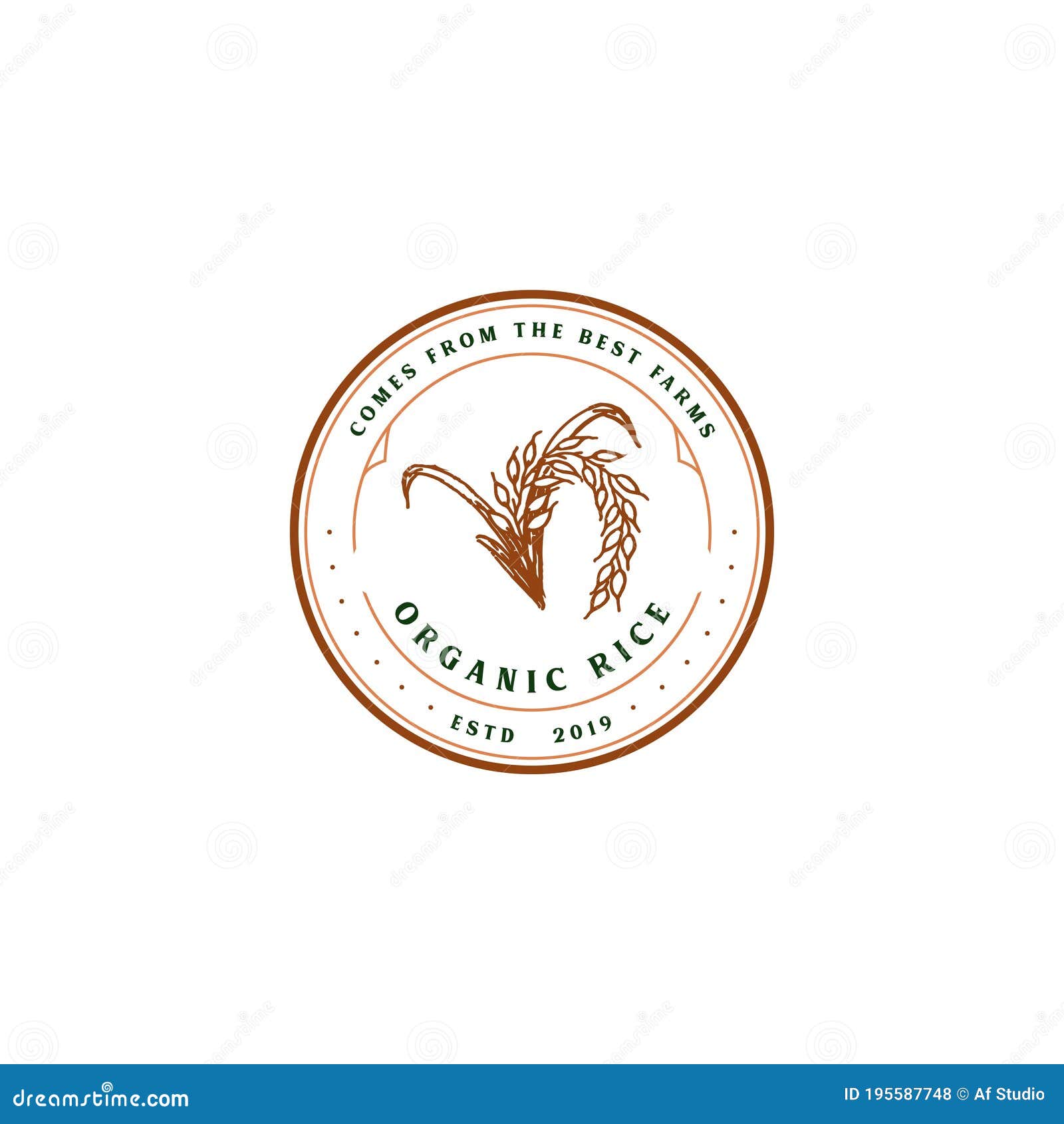 Retro Vintage Stamp Badge Grain Wheat Rice Farm Label Logo Design Stock ...
