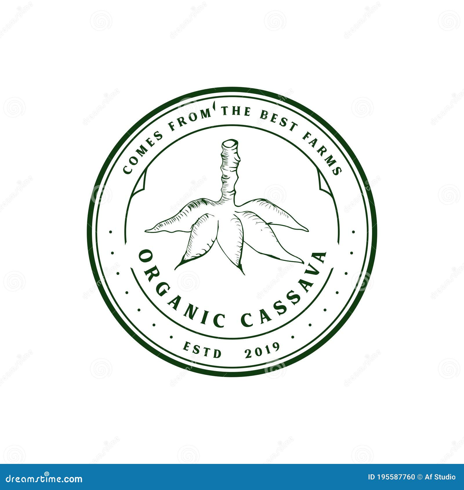 Retro Vintage Stamp Badge Cassava Farm Label Logo Design Stock Vector ...