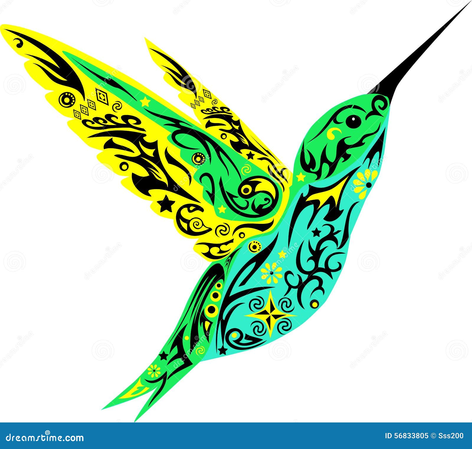 Kolibrie, Kolibri vector illustratie. Illustration of bloem - 56833805
