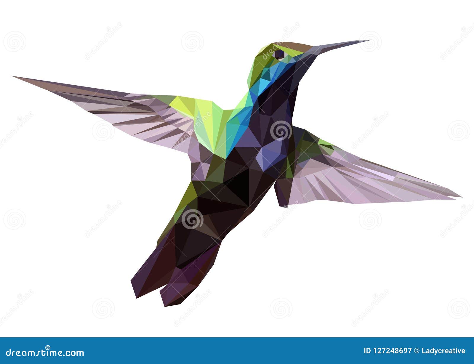 Kolibrie Laag Polyontwerp, Geometrisch Ontwerp Vector Illustratie ...