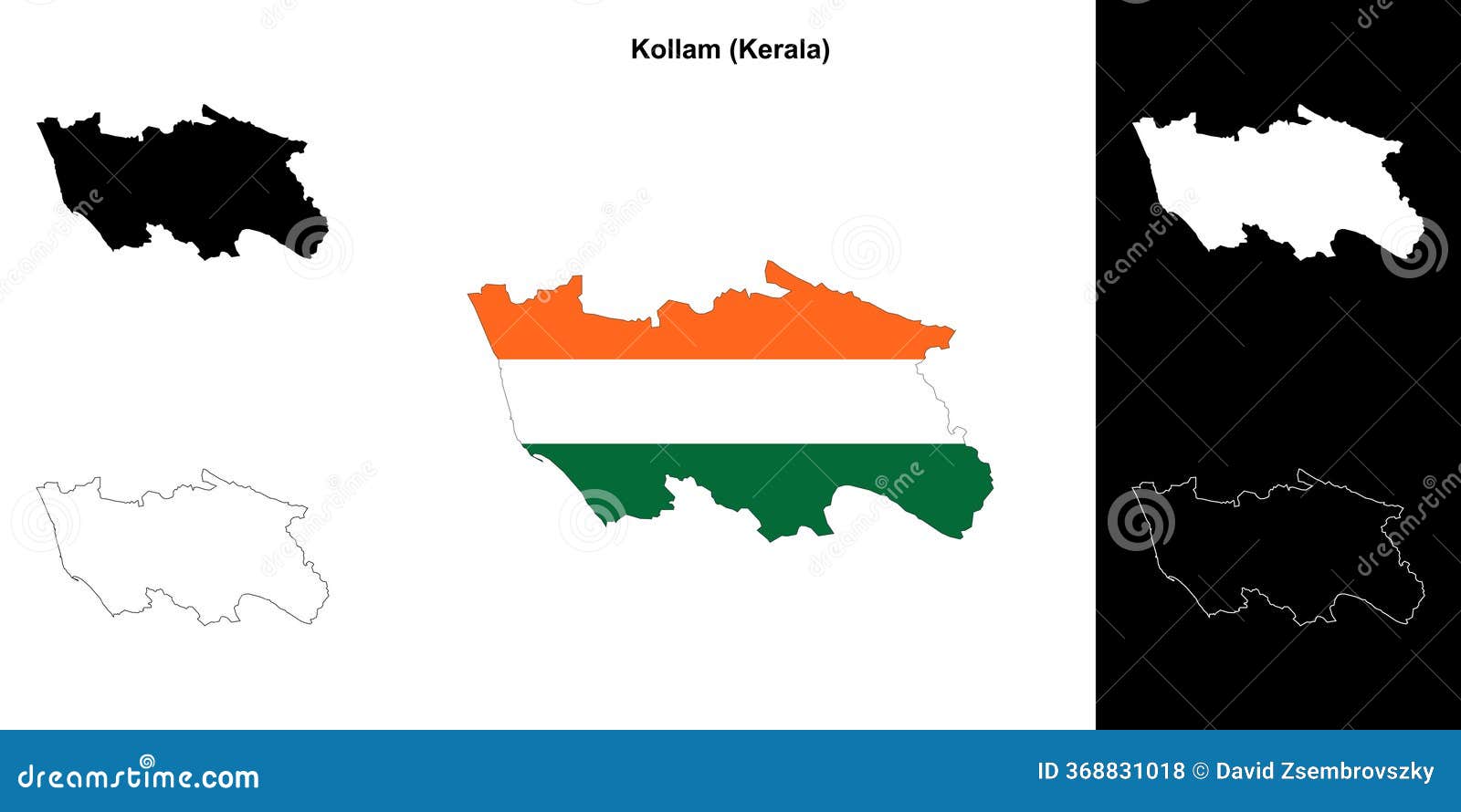 Kollam District Kerala State, Republic Of India Map Vector Illustration ...