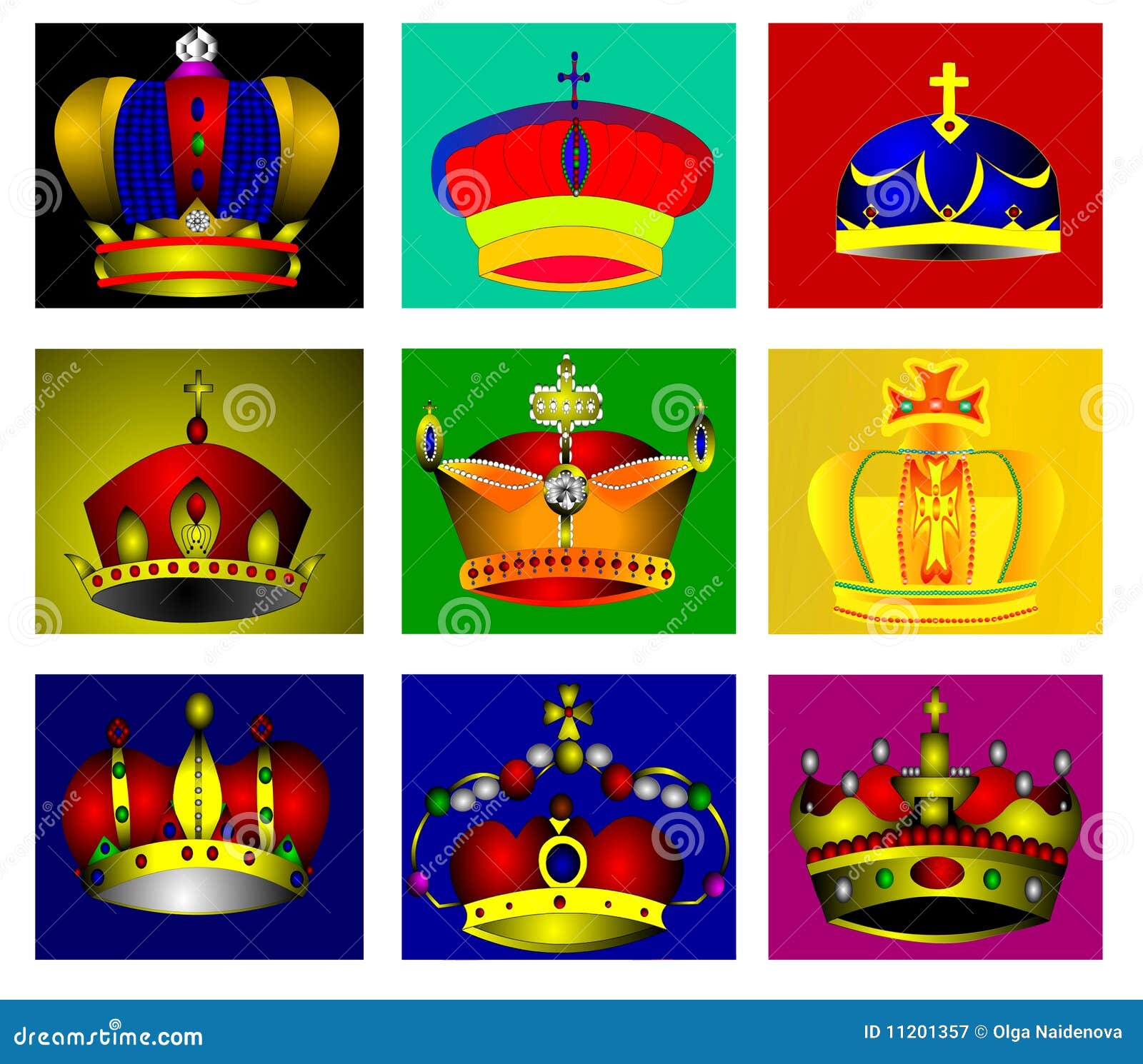 Kollazh nine coronas. stock illustration. Illustration of element ...