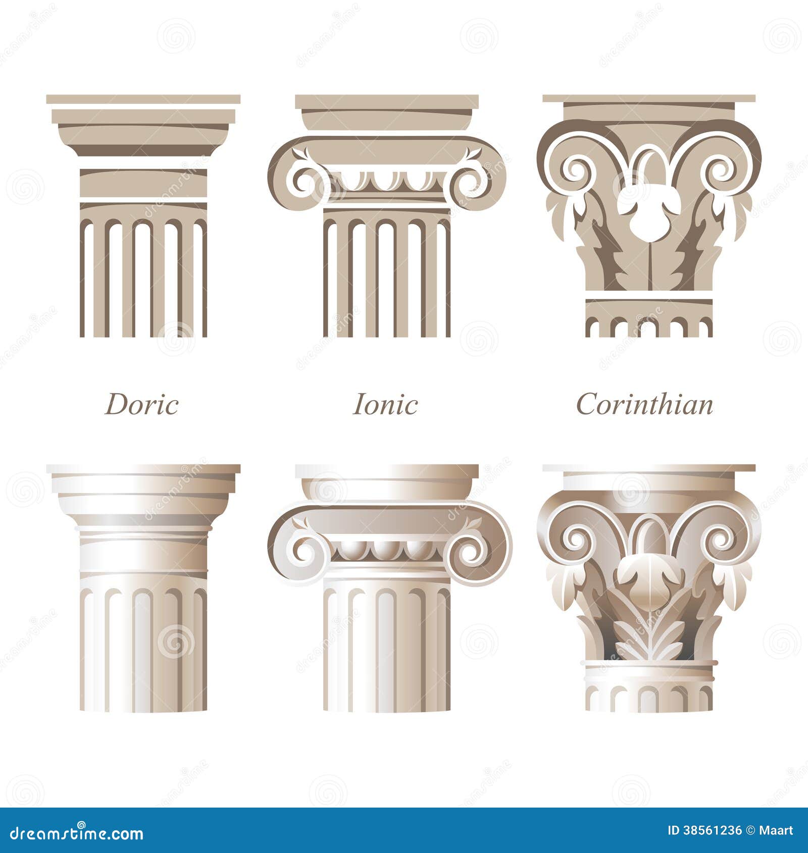 Kolonner i olika stilar vektor illustrationer. Illustration av ...