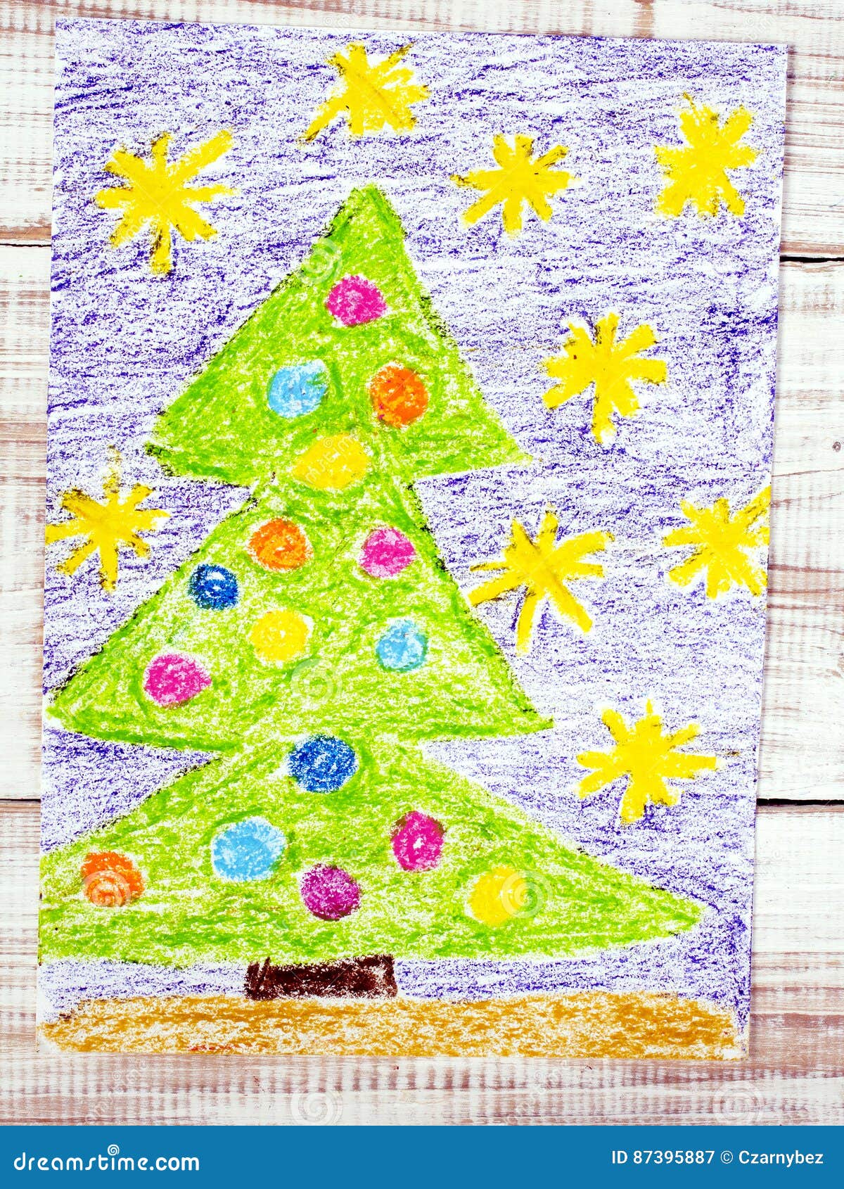 Kolorowy rysunek - choinka obraz stock. Obraz złożonej z artykuły ...