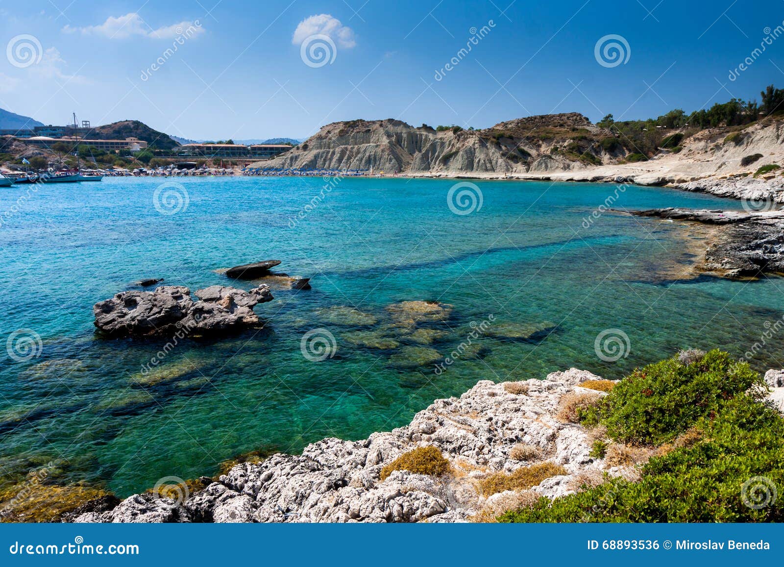 Kolymbia beach stock photo. Image of coast, landscape - 68893536