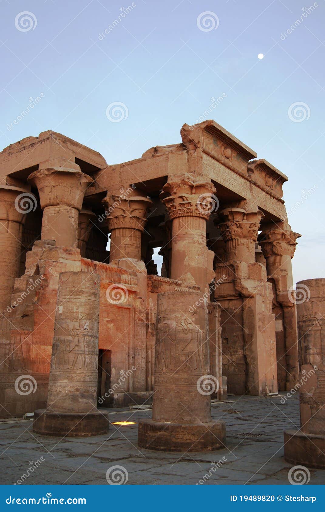 Kom Ombo stock photo. Image of moon, construction, evening - 19489820