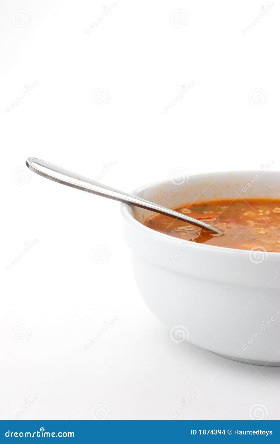 Kom soep stock foto. Image of lepel, heet, vlees, rijst - 1874394