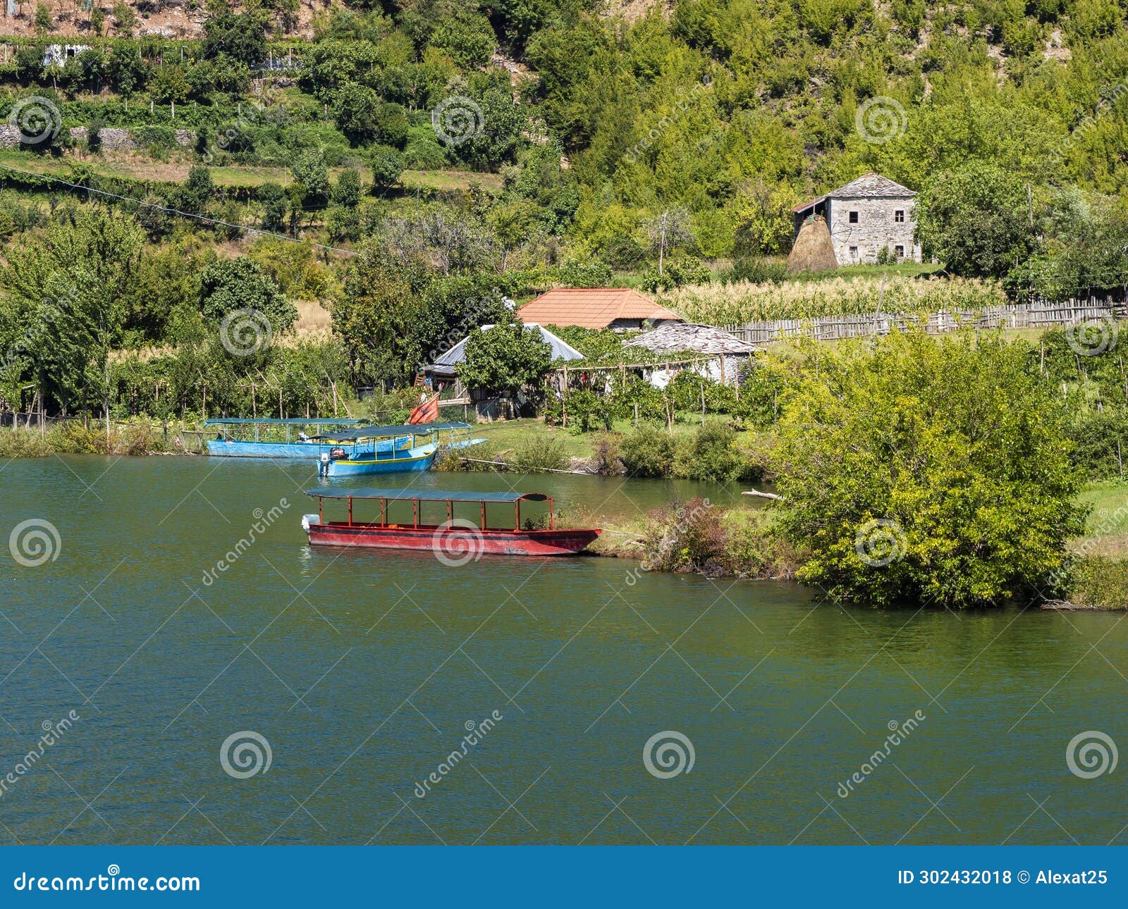 Koman lake in Albania editorial stock photo. Image of nature - 302432018
