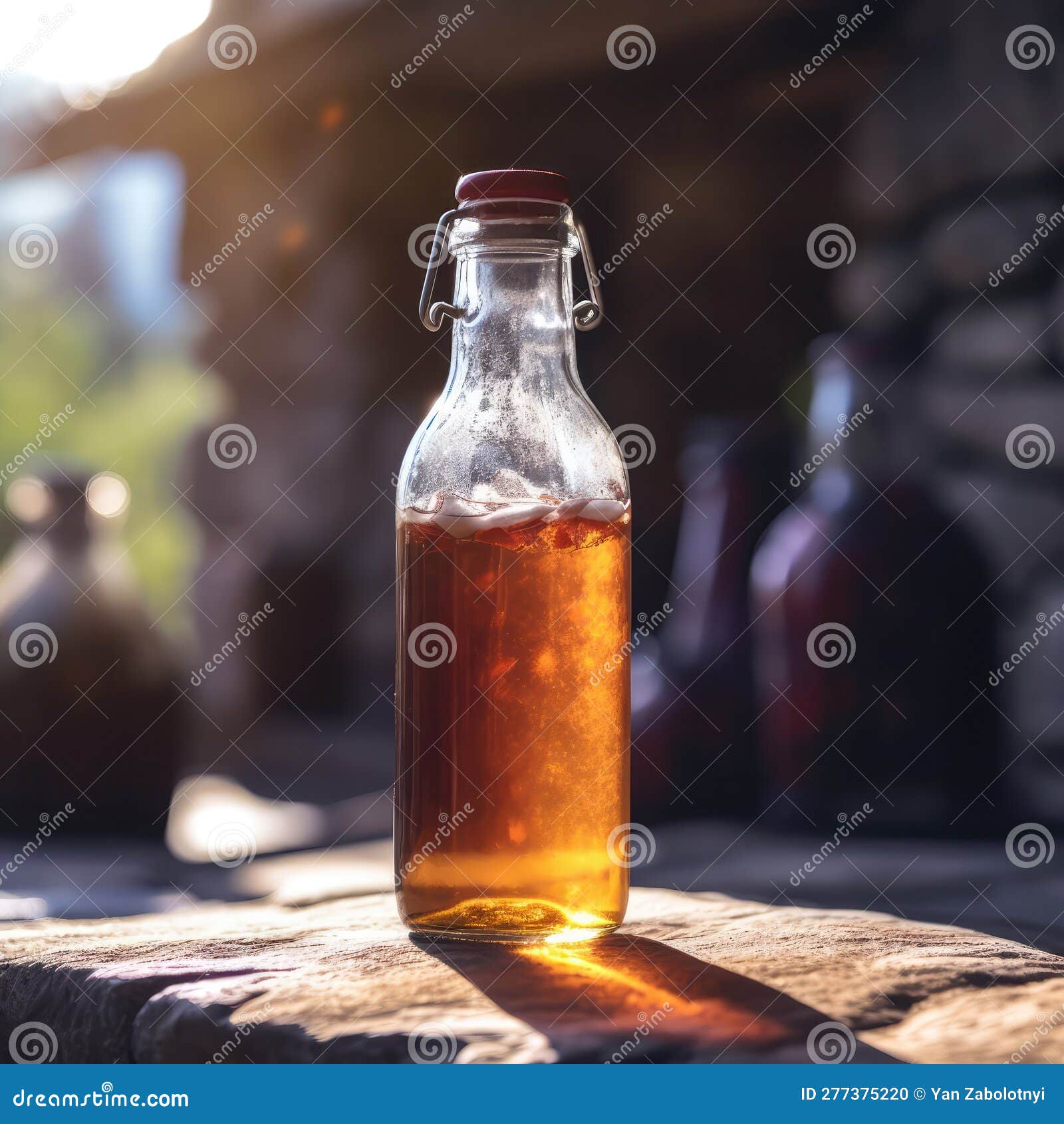 Kombucha Fermented Tea on Stone in Rustic Pub. Generative AI Stock ...