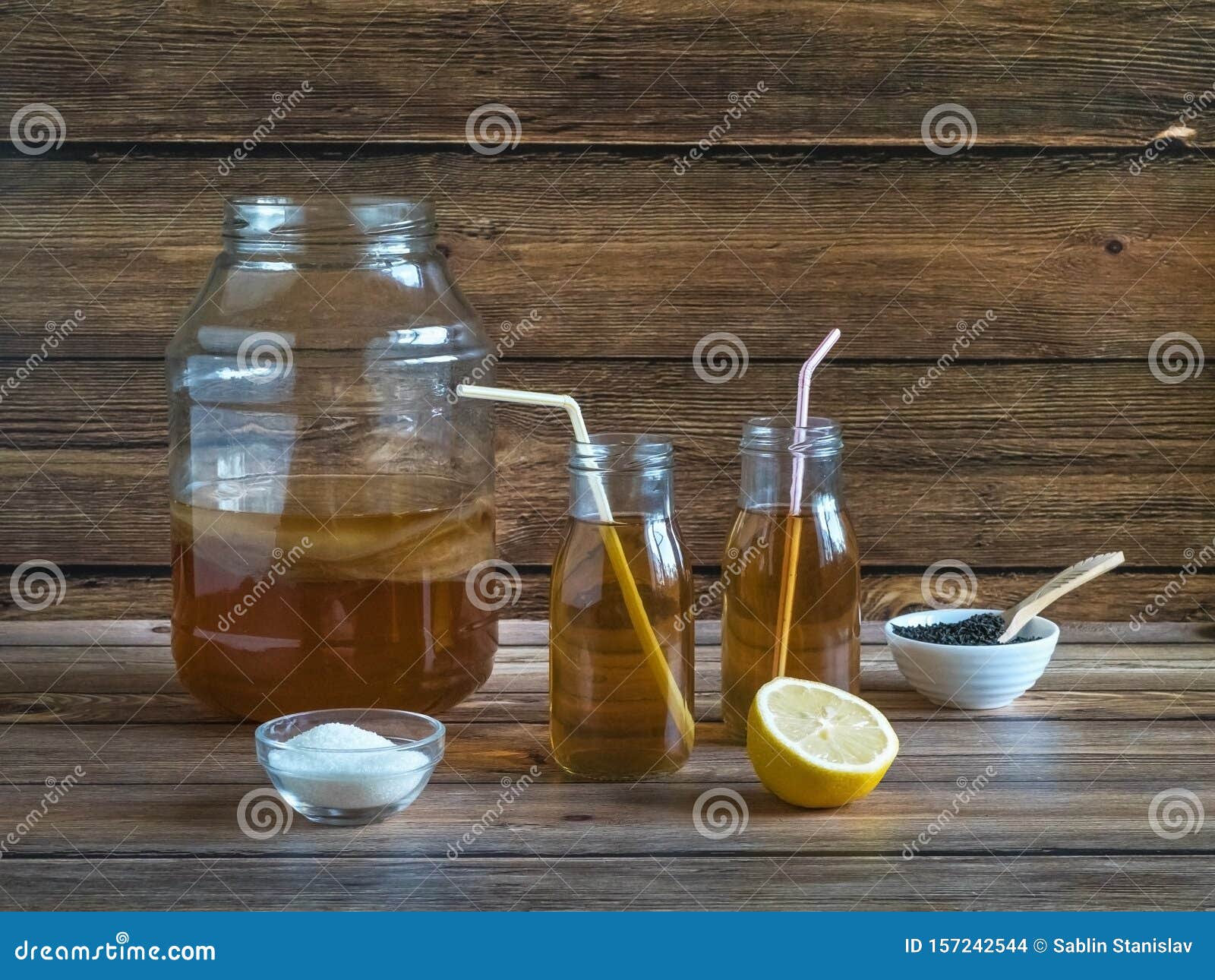 Kombucha Fungus. Organic Fermented Tea Drink Stock Photo - Image of ...