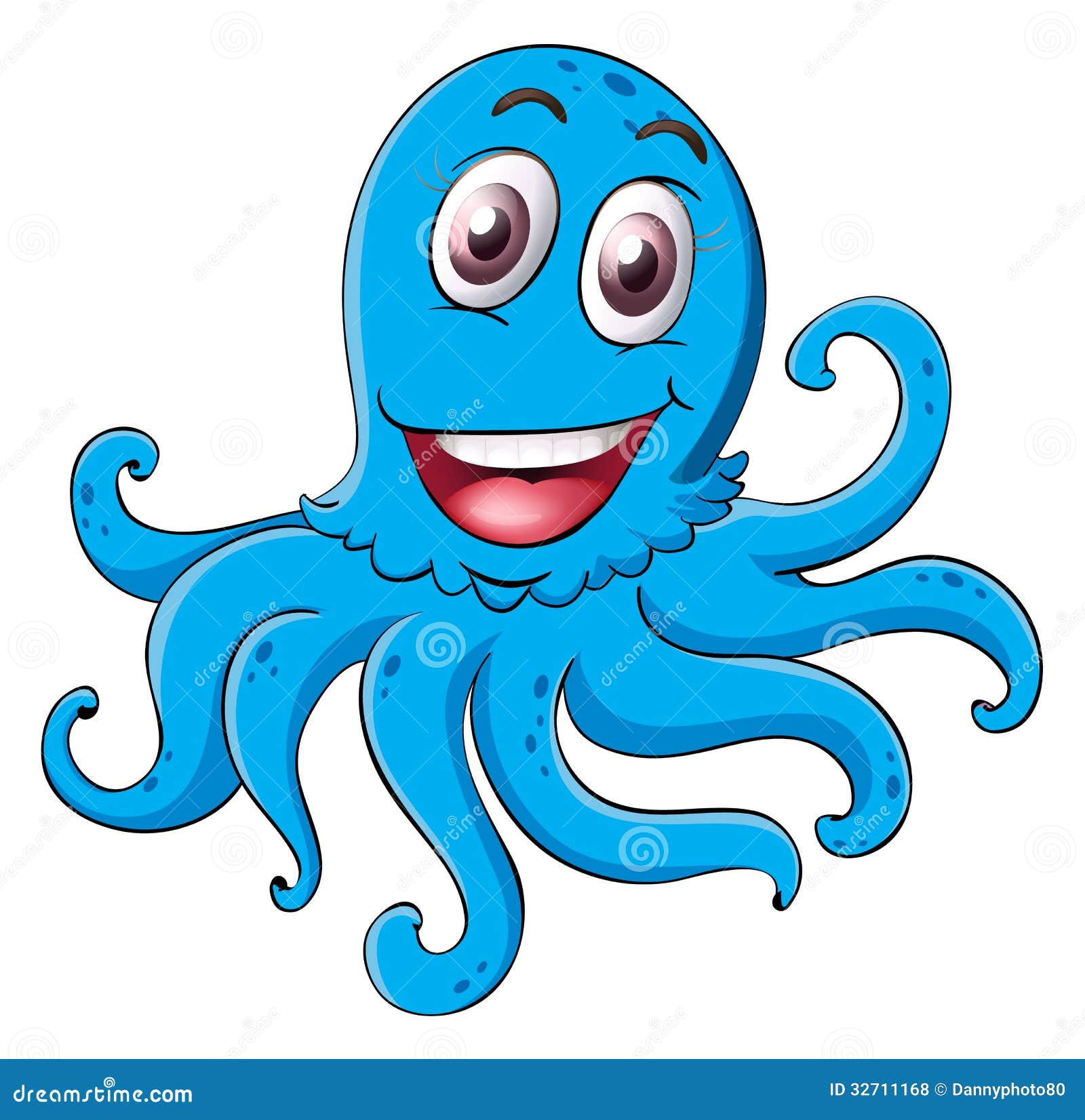 Komische octopus op wit vector illustratie. Illustration of tekening ...