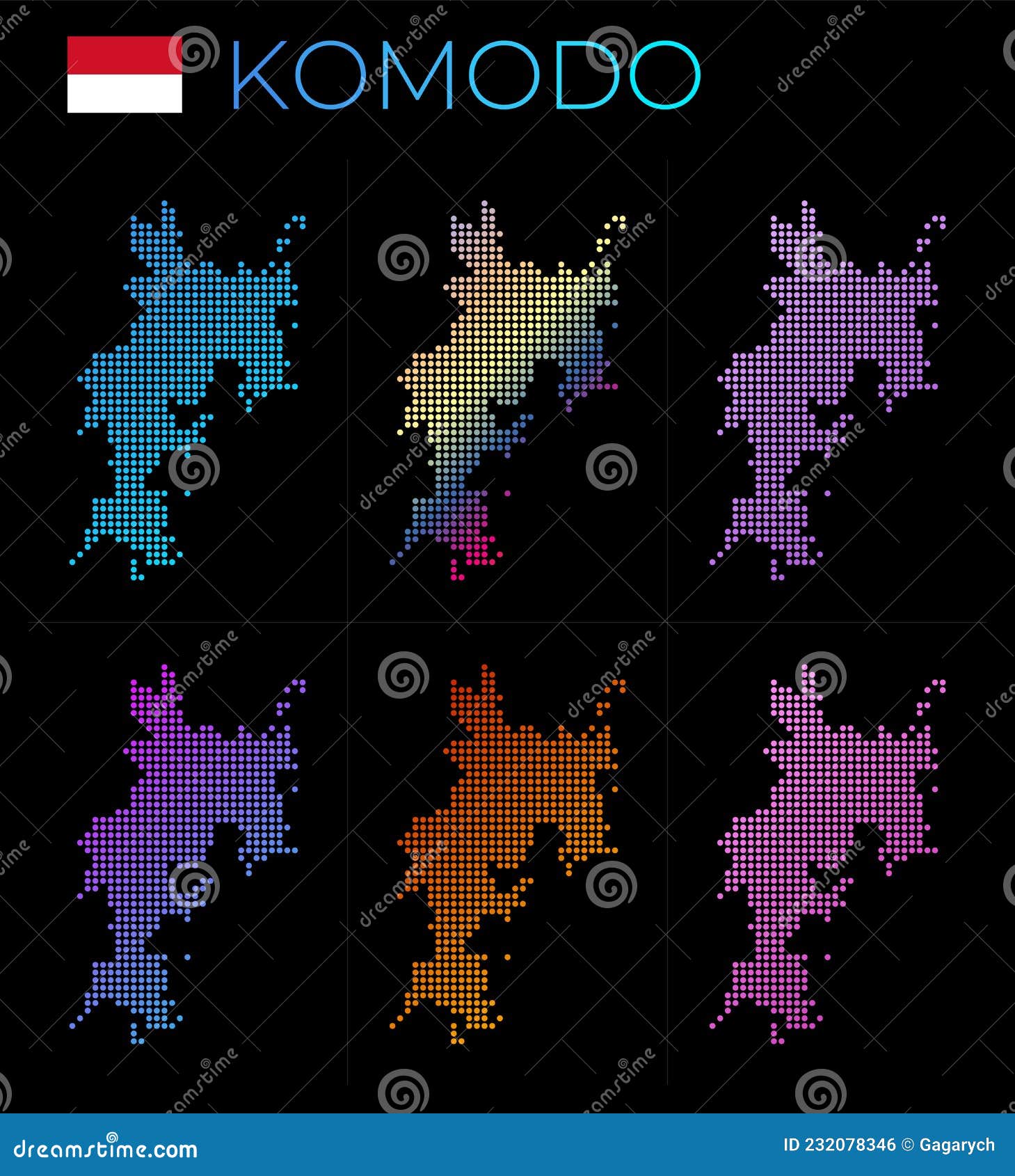 Komodo dotted map set. stock vector. Illustration of collection - 232078346