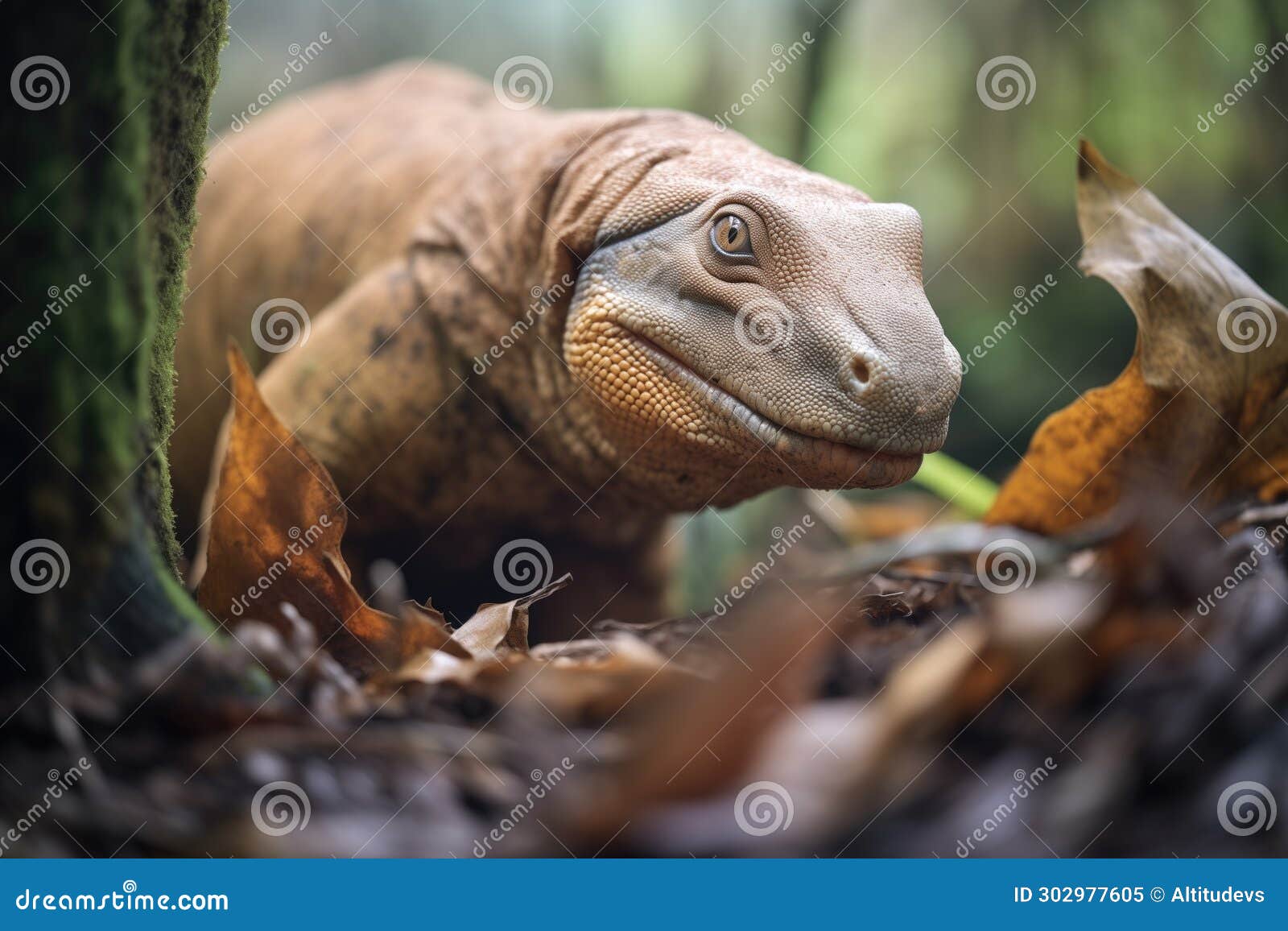 Komodo Dragon Entering Its Burrow in Forest Area Stock Image - Image of ...