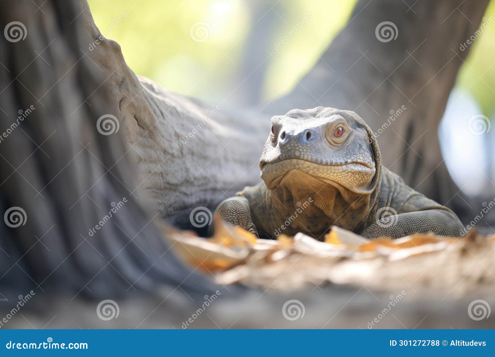 Komodo Dragon Lying in the Shade Under a Tree Stock Photo - Image of ...