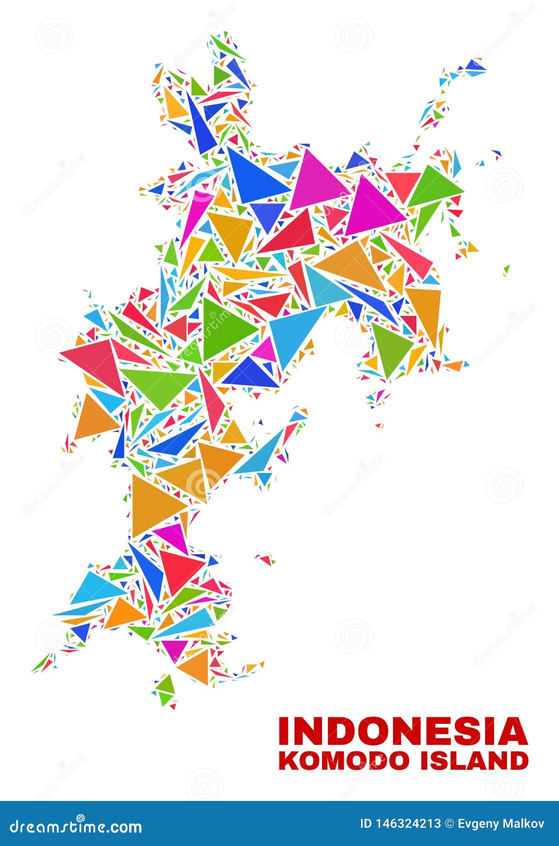 Komodo Island Map - Mosaic of Color Triangles Stock Vector ...