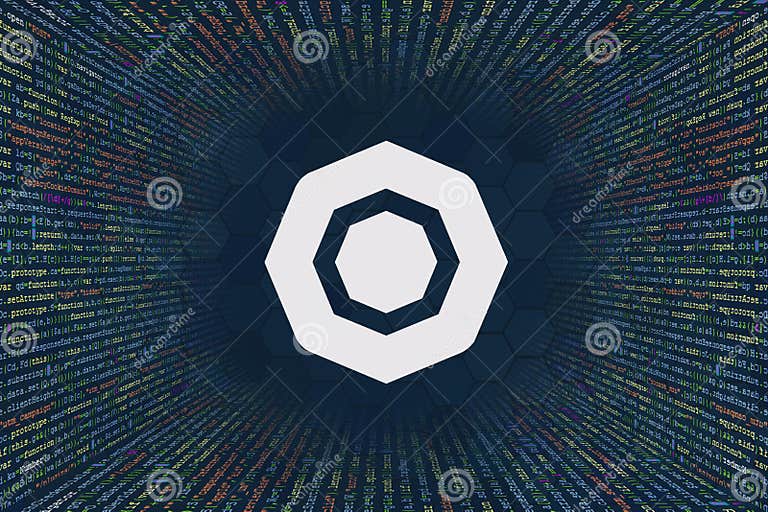 Komodo, KMD Cryptocurrency Symbol. a Tunnel from a Computer Program Code. Programmer Strings of ...