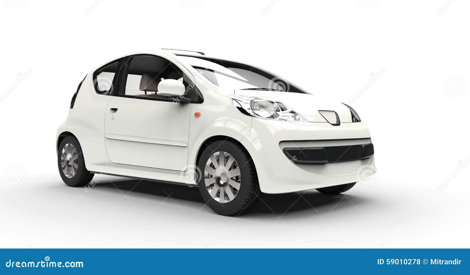 Kompakta Vita Bil- Front Side View Stock Illustrationer - Illustration ...