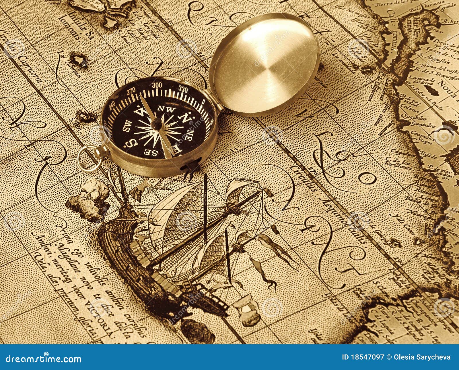 Kompas stock afbeelding. Image of cartografie, avontuur - 18547097