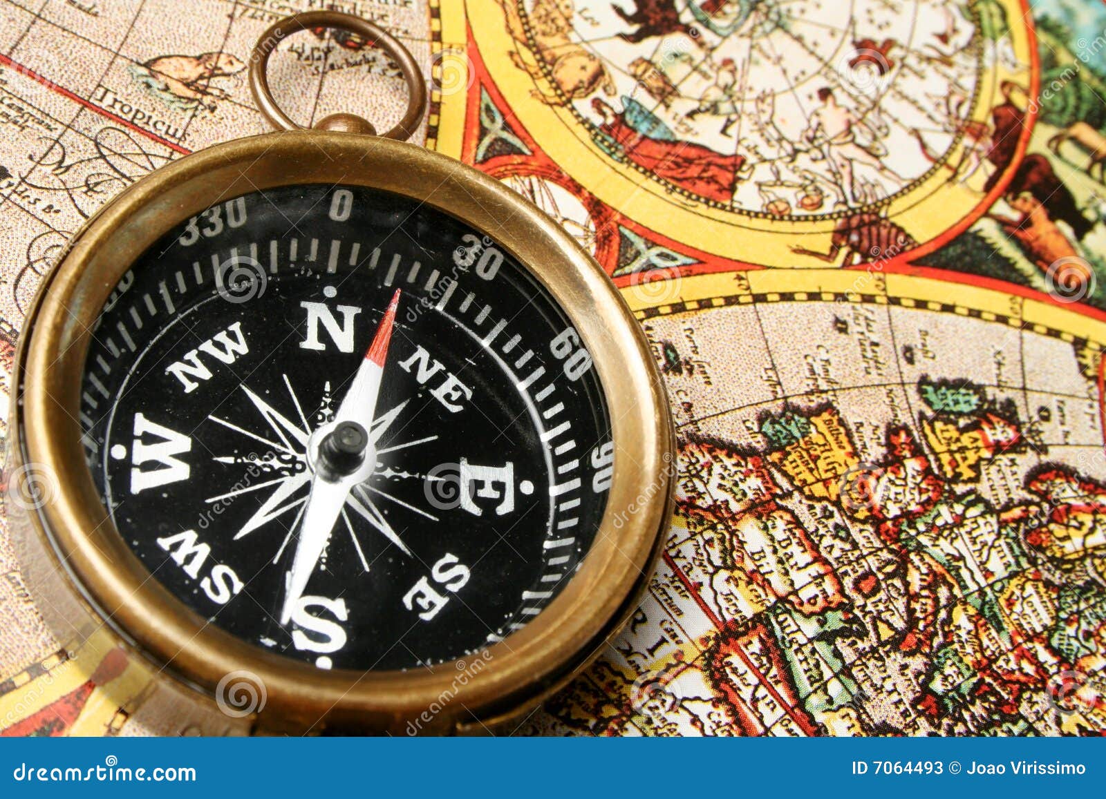 Kompas & oude wereld stock afbeelding. Image of messing - 7064493