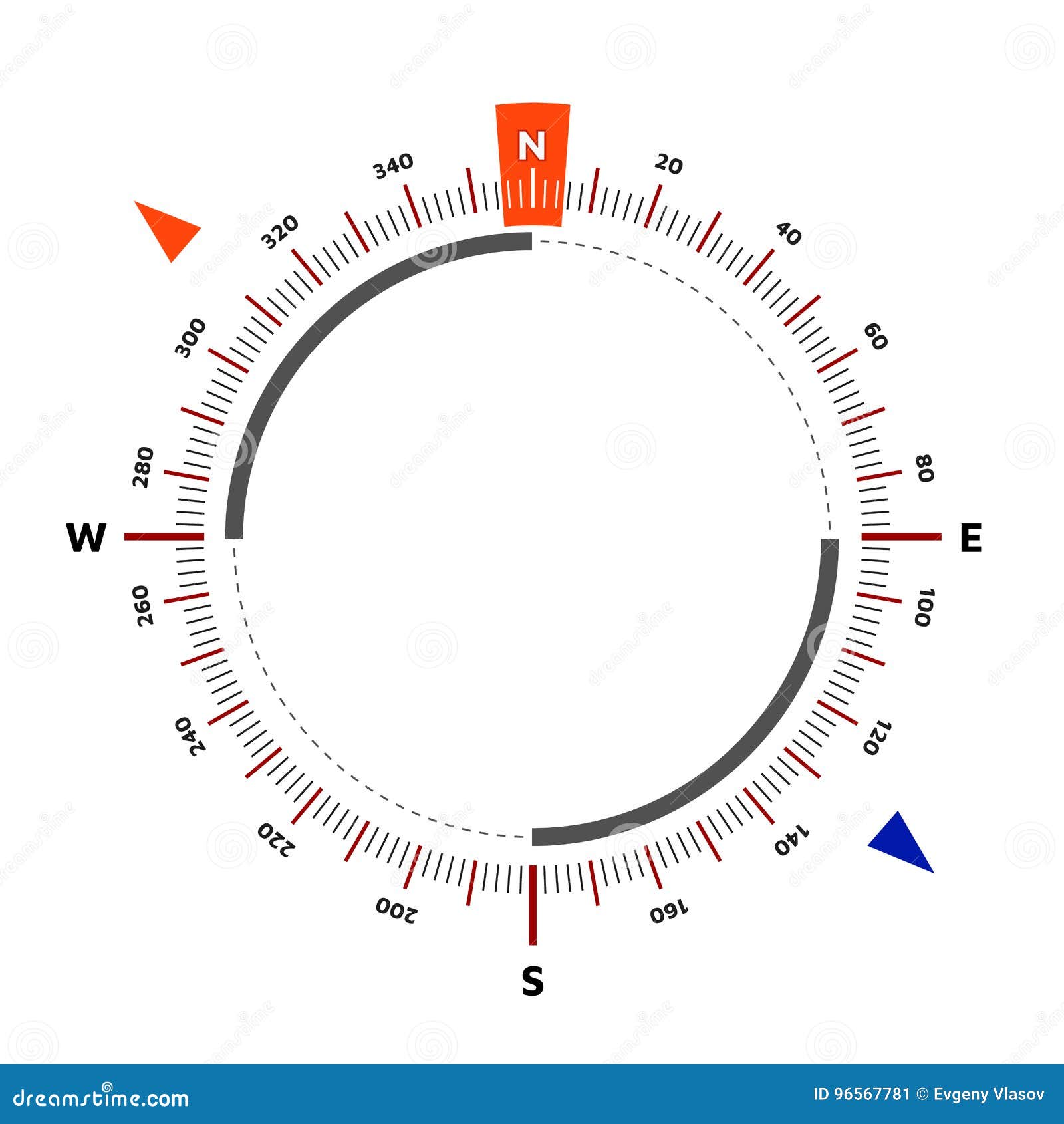 Kompas De Schaal is 360 Graden Het Noordenbenoeming Vector Illustratie ...