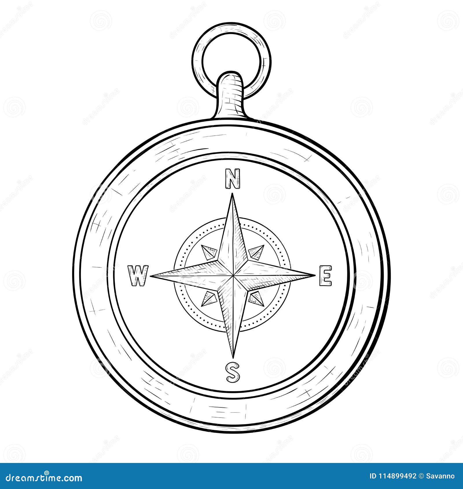 Kompass Hand Gezeichnete Skizze Vektor Abbildung - Illustration von ...
