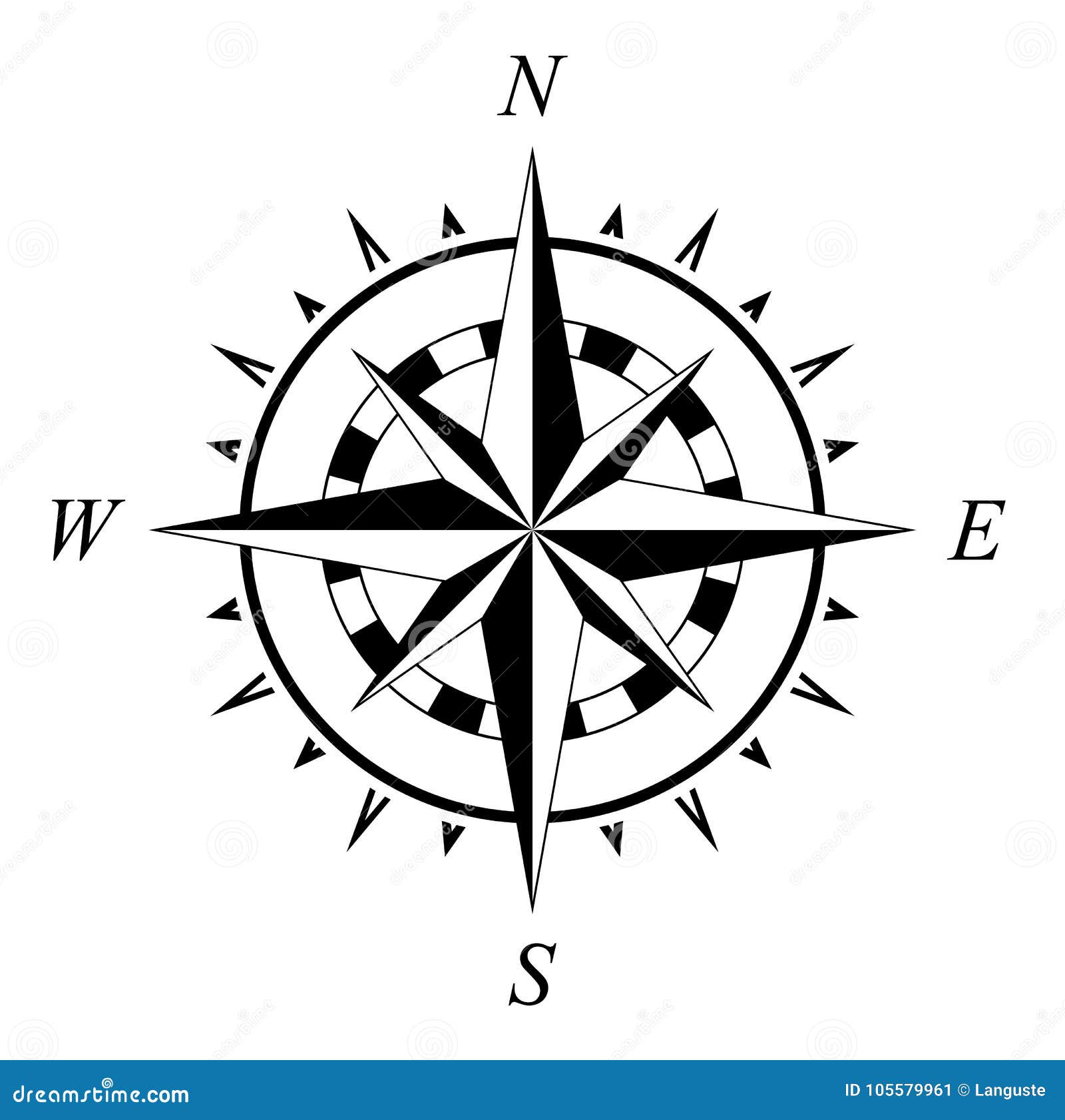 Kompassrose Compassrose Windrose-Marinenavigation Lokalisiert Vektor ...