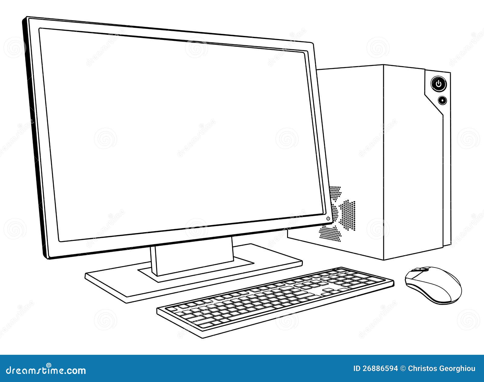 Komputer Stacjonarny Komputeru Stacja Robocza Ilustracja Wektor - Obraz ...