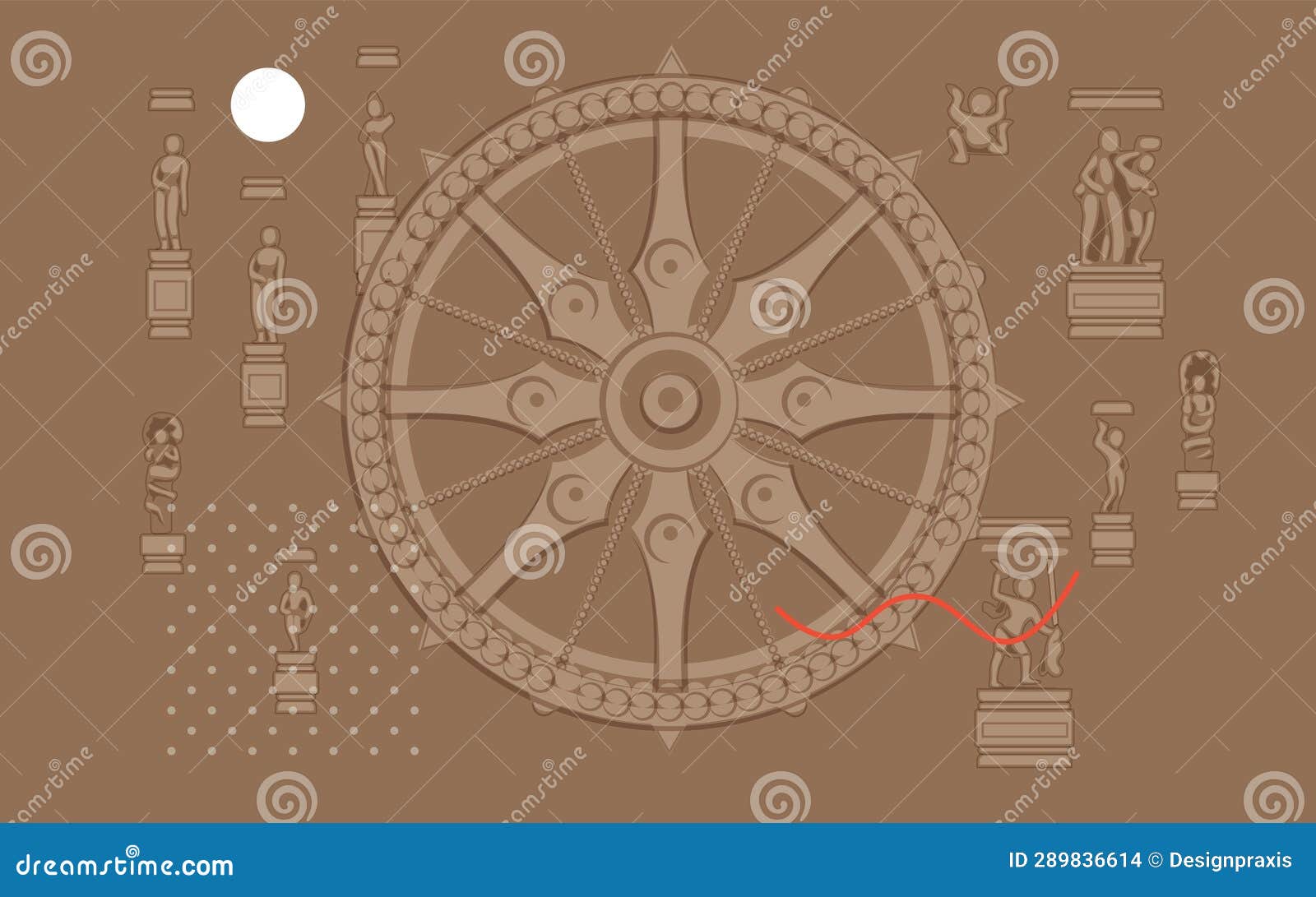 Konark Wheel Simple Outline Icon Vector Illustration | CartoonDealer ...
