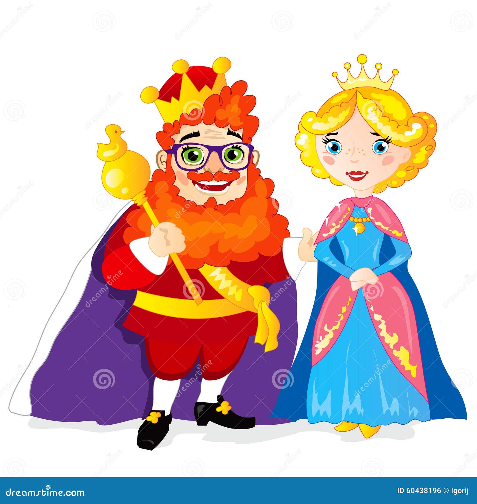 Koning en Koningin vector illustratie. Illustration of kostuum - 60438196
